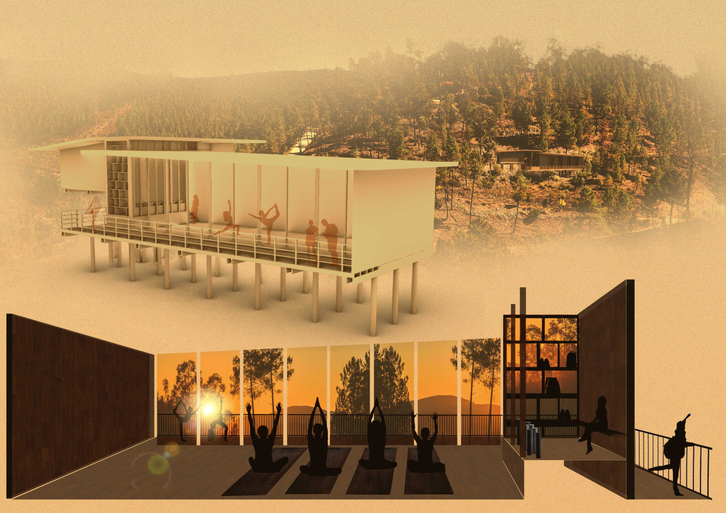 Architecture project // Cylindrical Posts and Plywood Create Functional ...