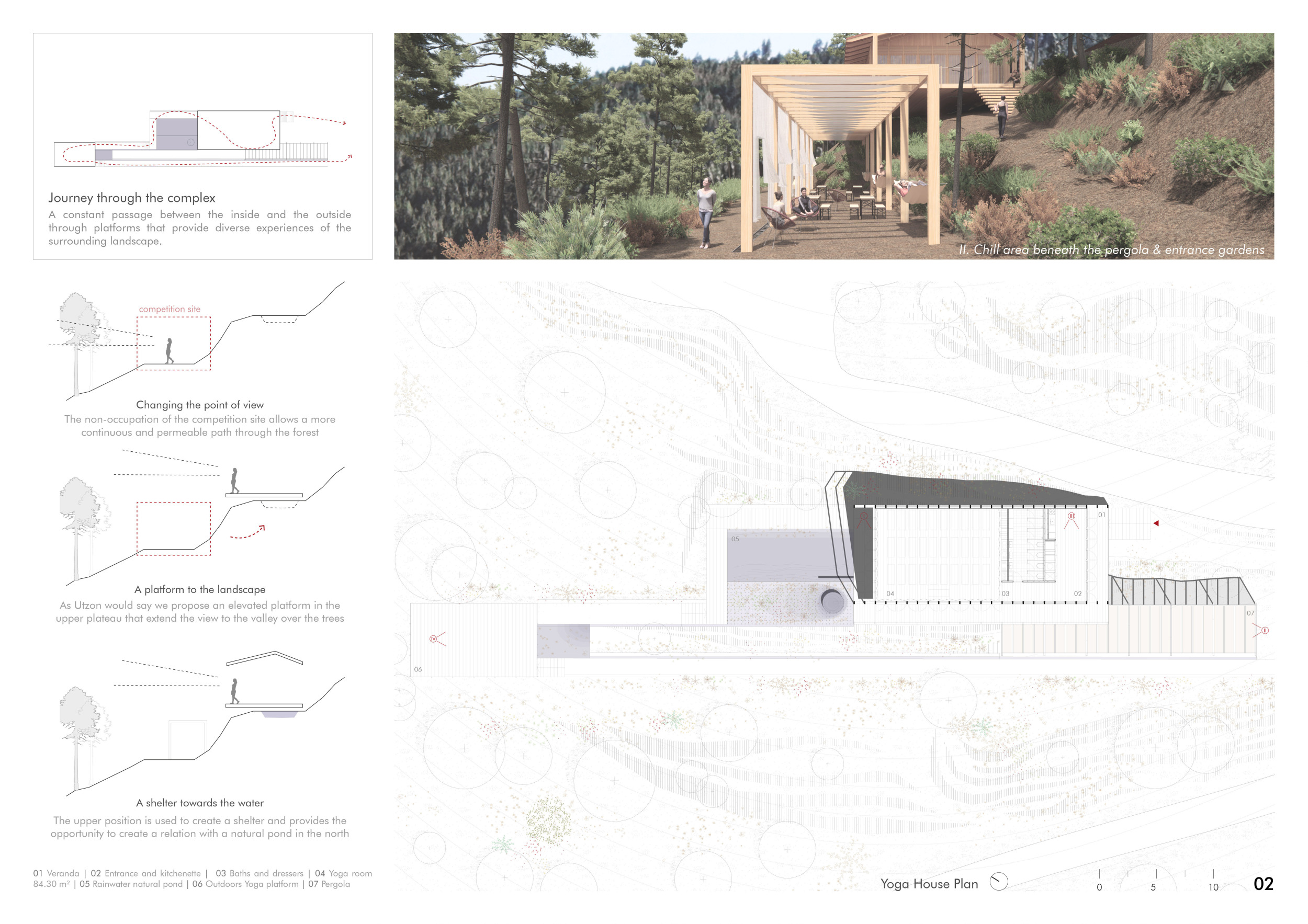 Architecture project // Elevated Platforms of Pine and Earth ...