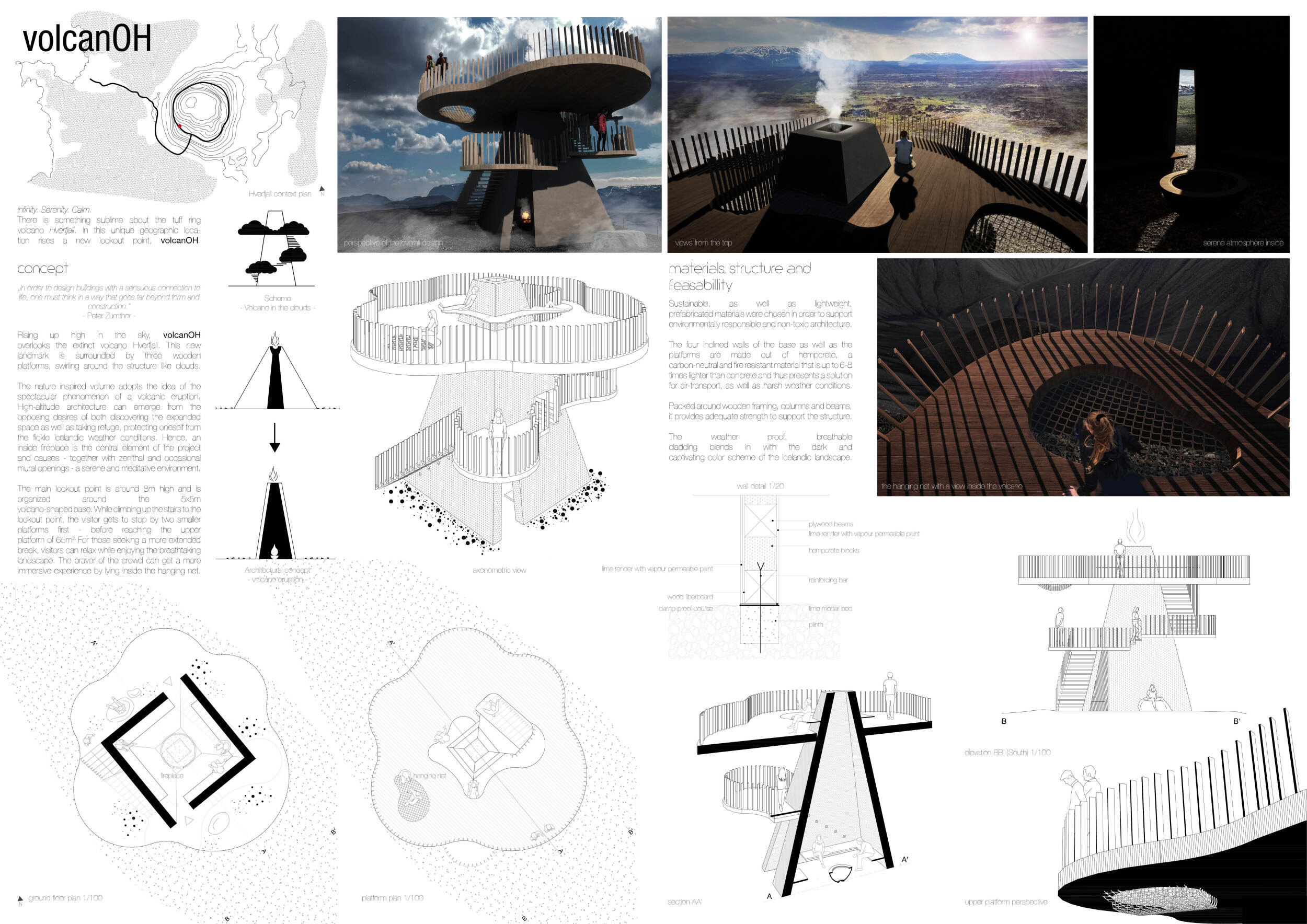 Architecture project // Hempcrete Lookout Point Embracing Volcanic ...