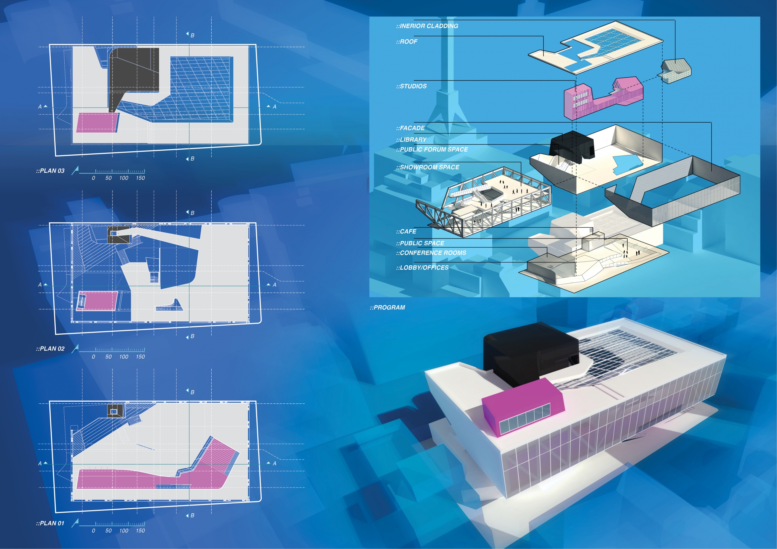Architecture project // Vibrant Purple Panels and Transparent Facades ...