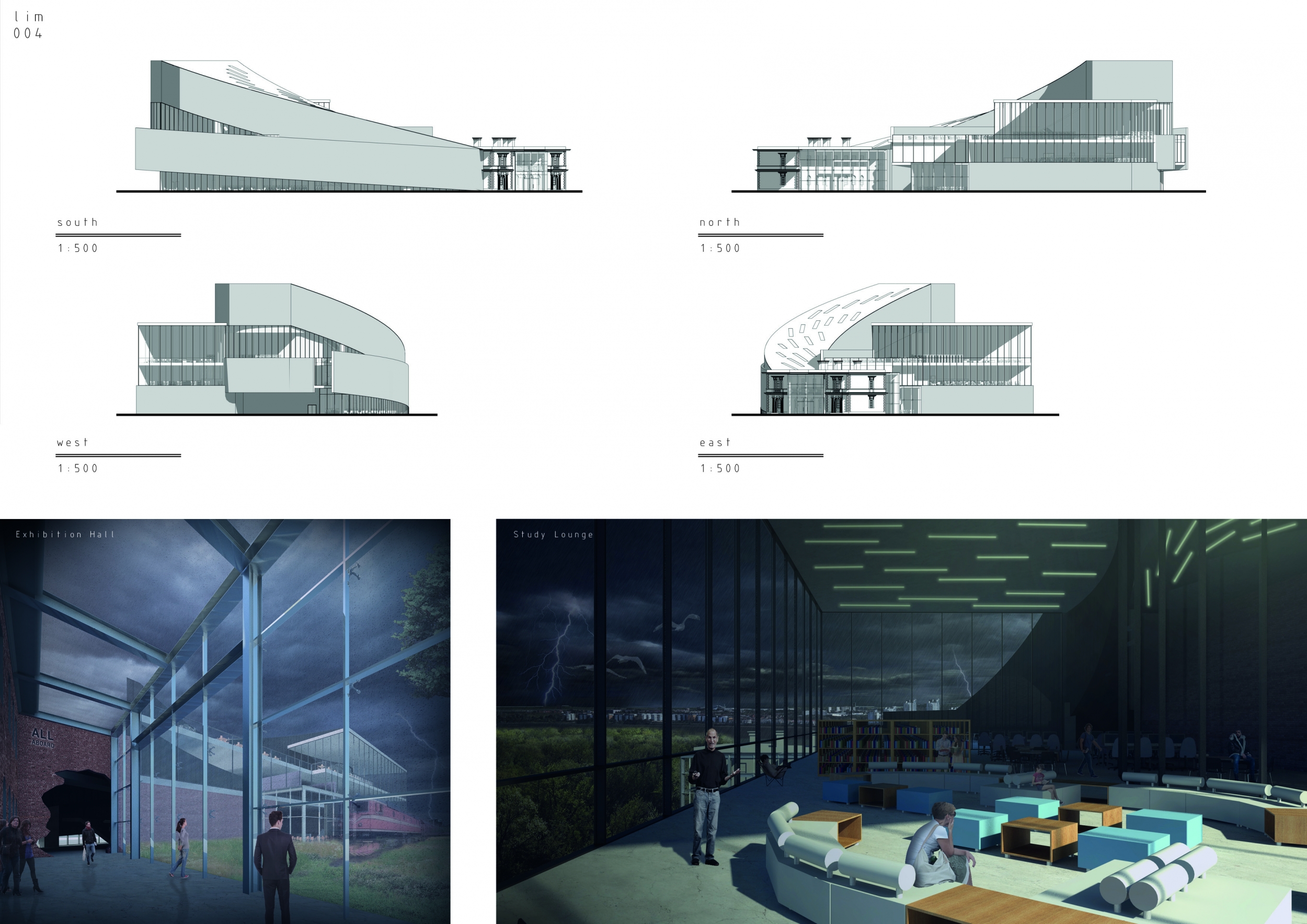 Architecture project // Sinuous Form Enclosed by Glass and Steel ...