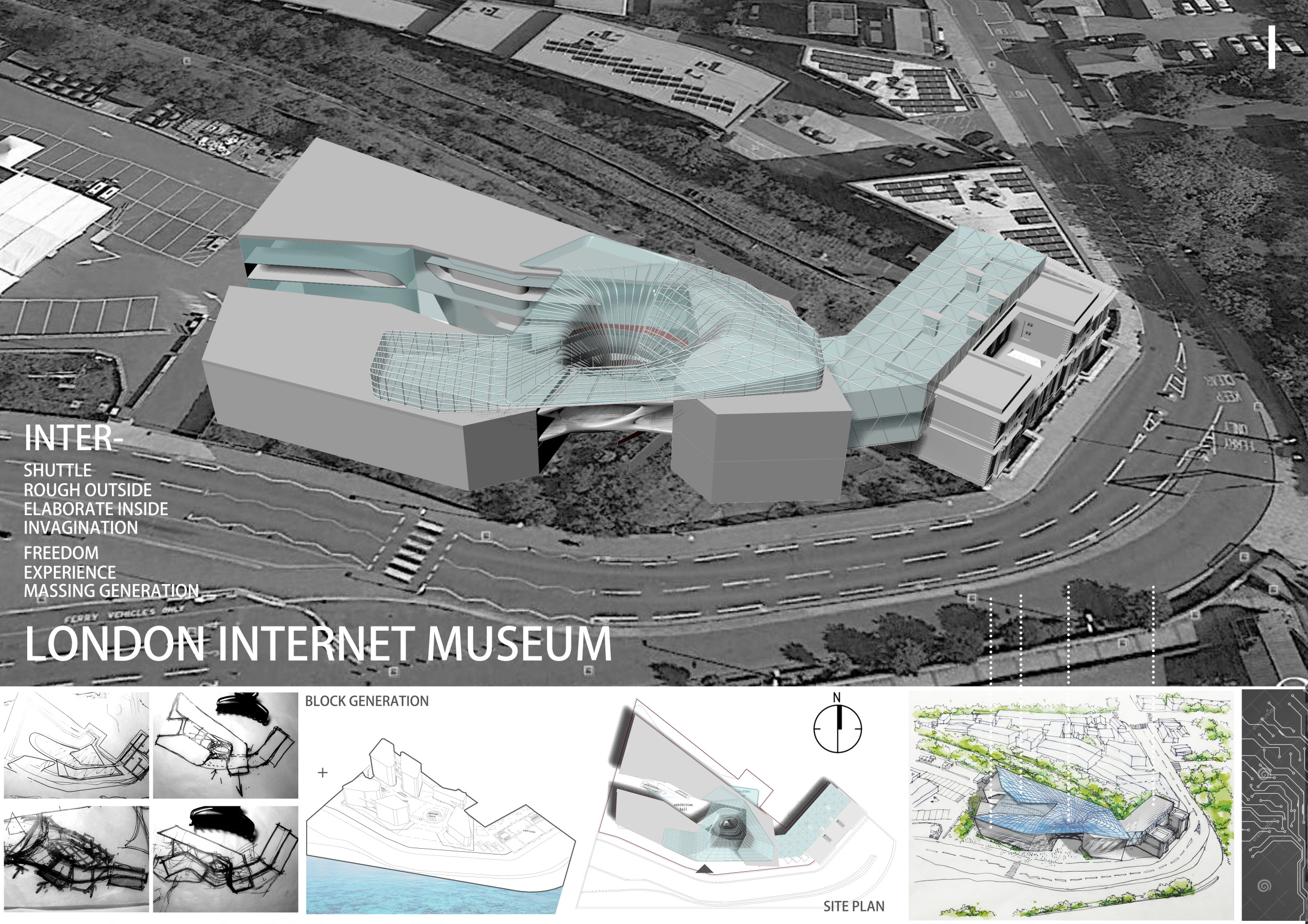 Architecture project // Dynamic Roof Structure with Transparent Glass ...
