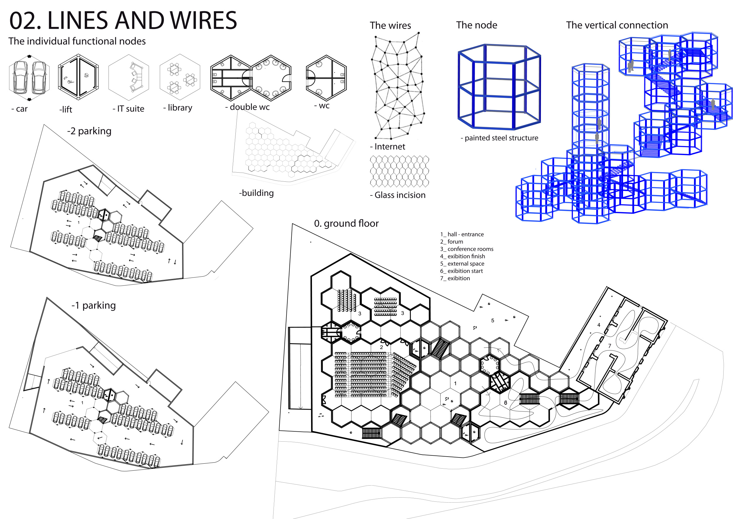 Architecture project // Hexagonal Structure Featuring Painted Steel and ...