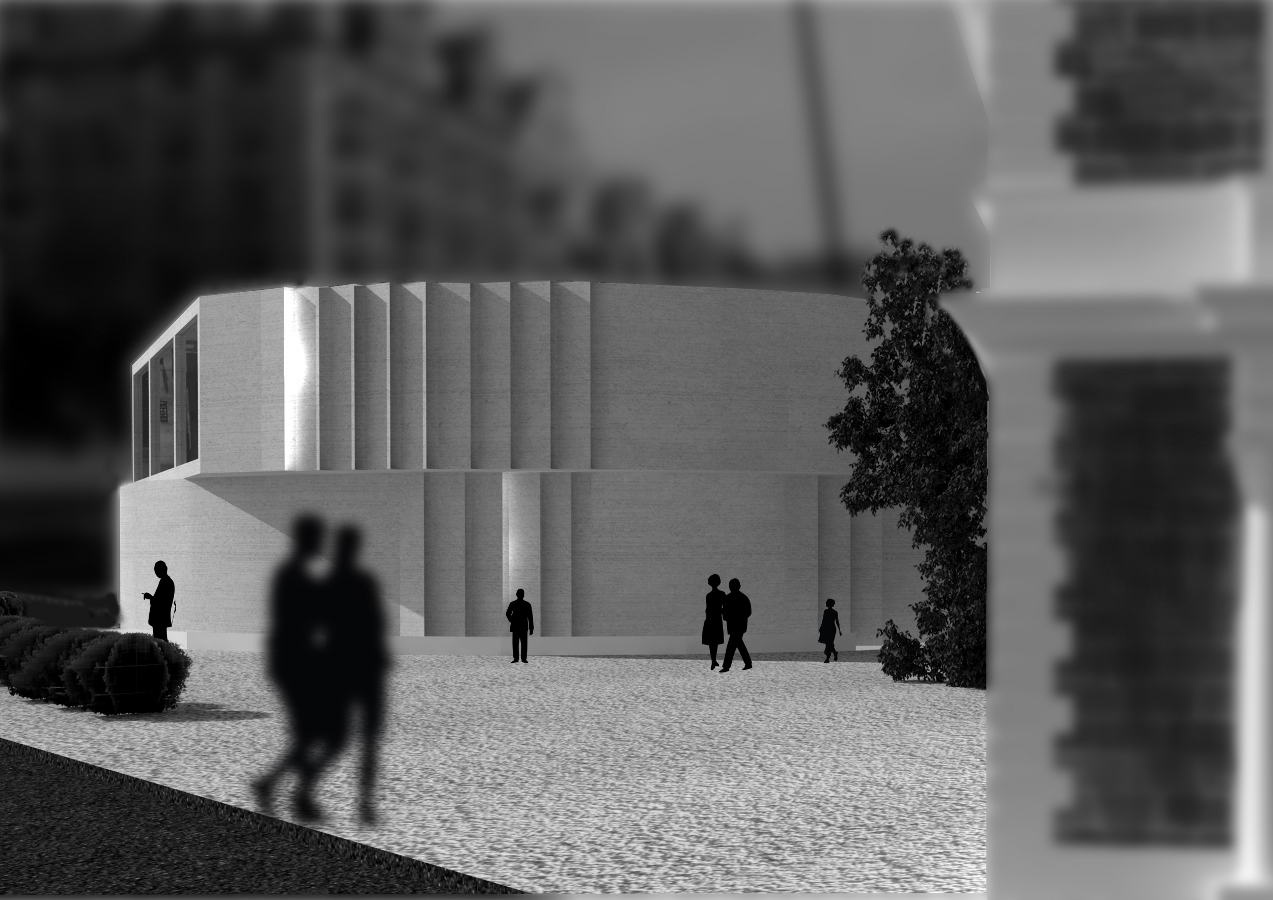 Architecture project // Ribbed Facade and Natural Stone Integration ...