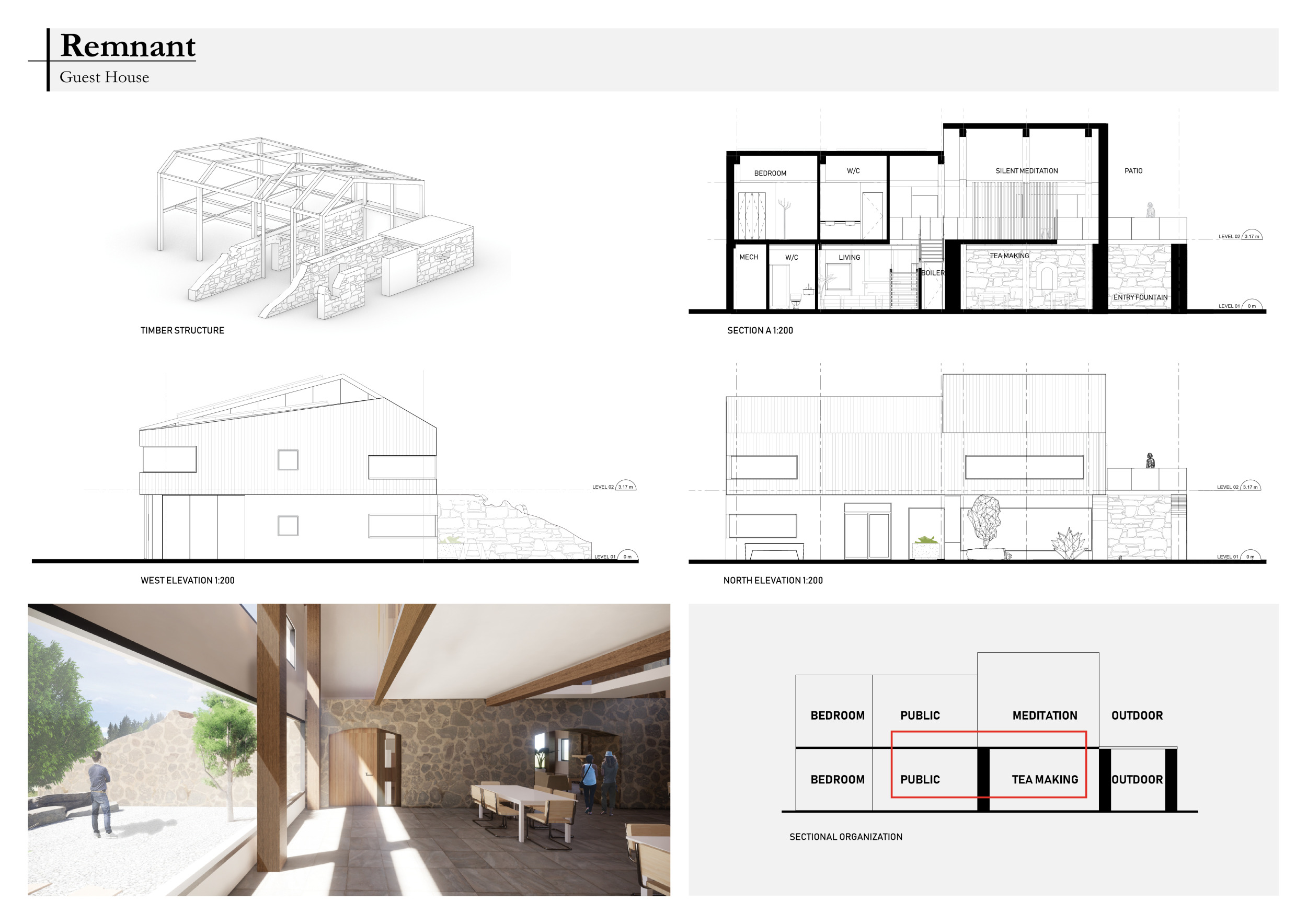 Architecture project // Preserving Stone Remnants with Recycled Wood ...