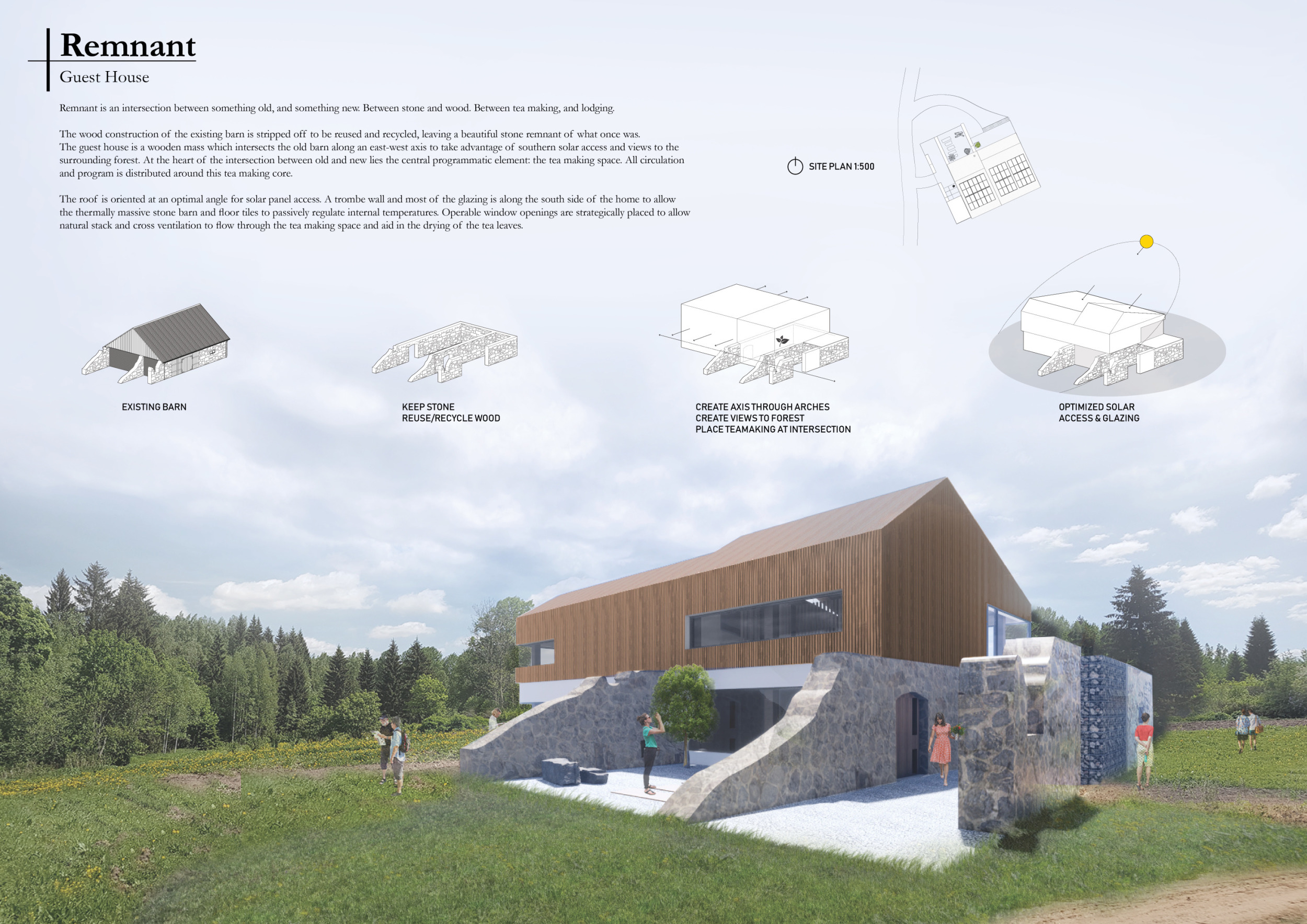 Architecture project // Preserving Stone Remnants with Recycled Wood ...