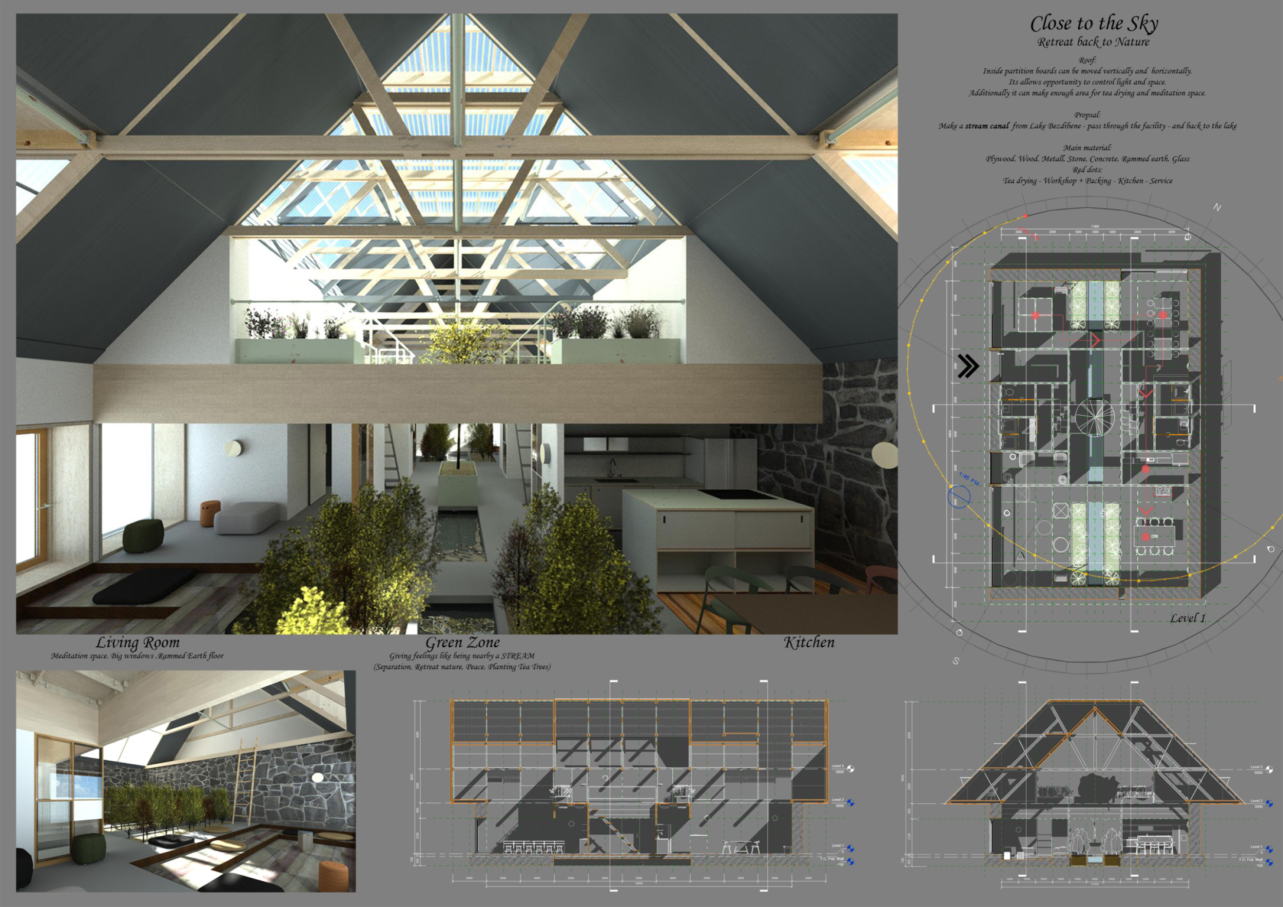 Architecture project // Rammed Earth Retreat with Movable Partitions ...