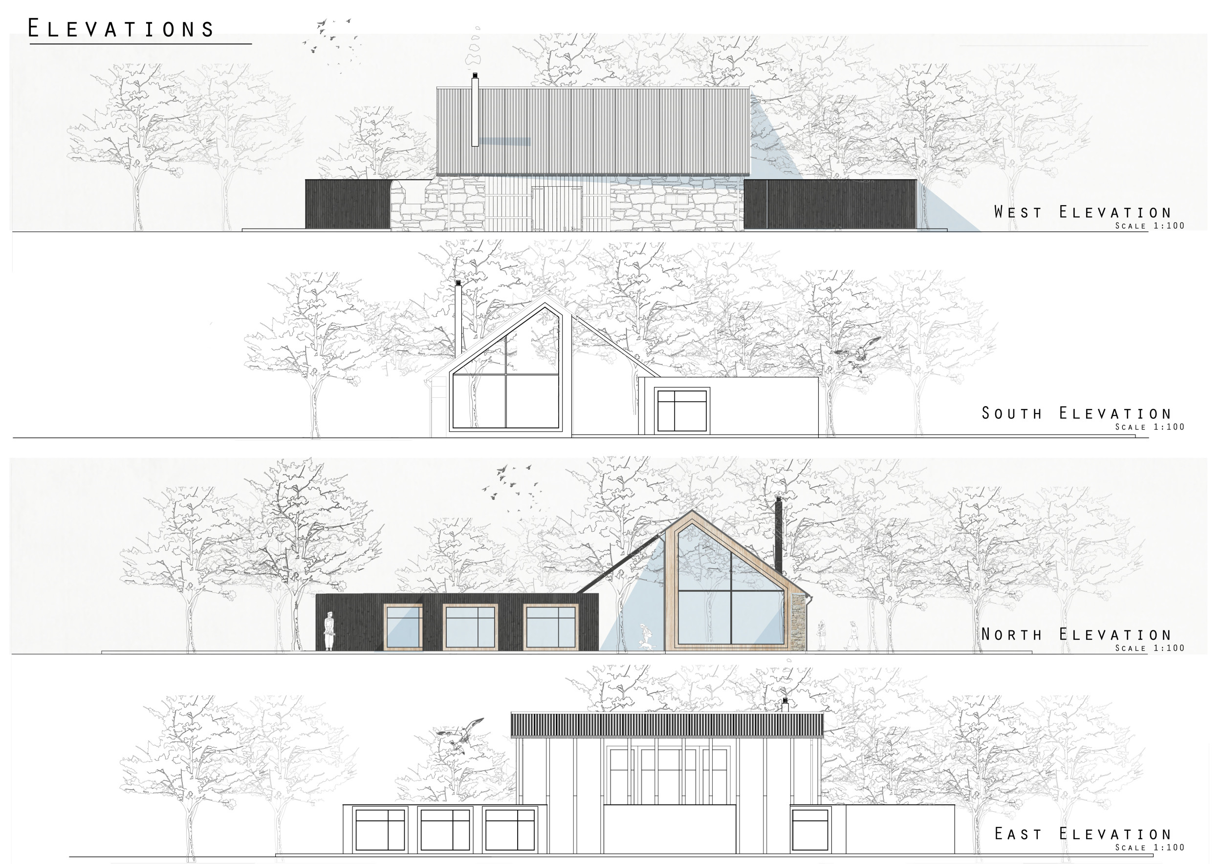 Architecture project // Charred Timber and Green Roofs in a Functional ...