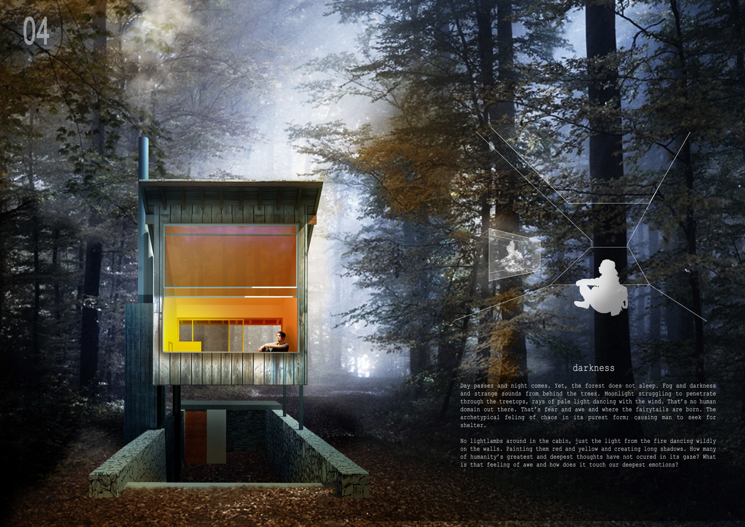 Architecture project // Forest Cabin Constructed with Natural Stone and ...