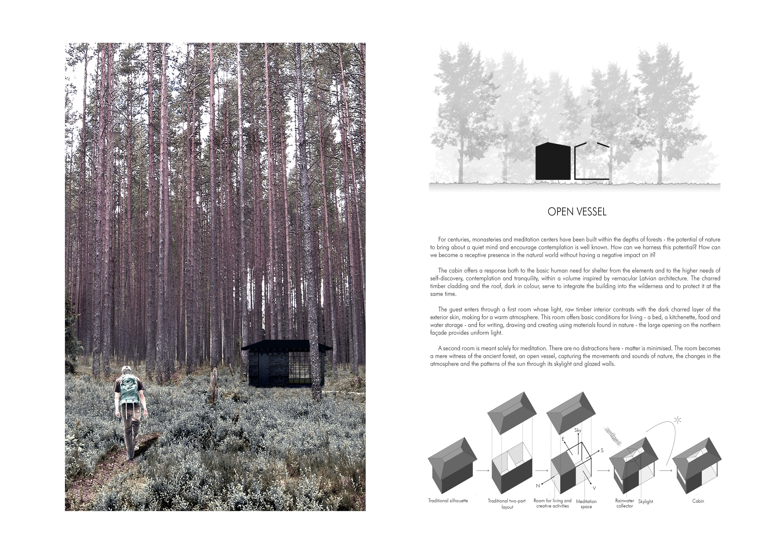 Architecture project // Charred Timber Cabin Integrating Rainwater ...
