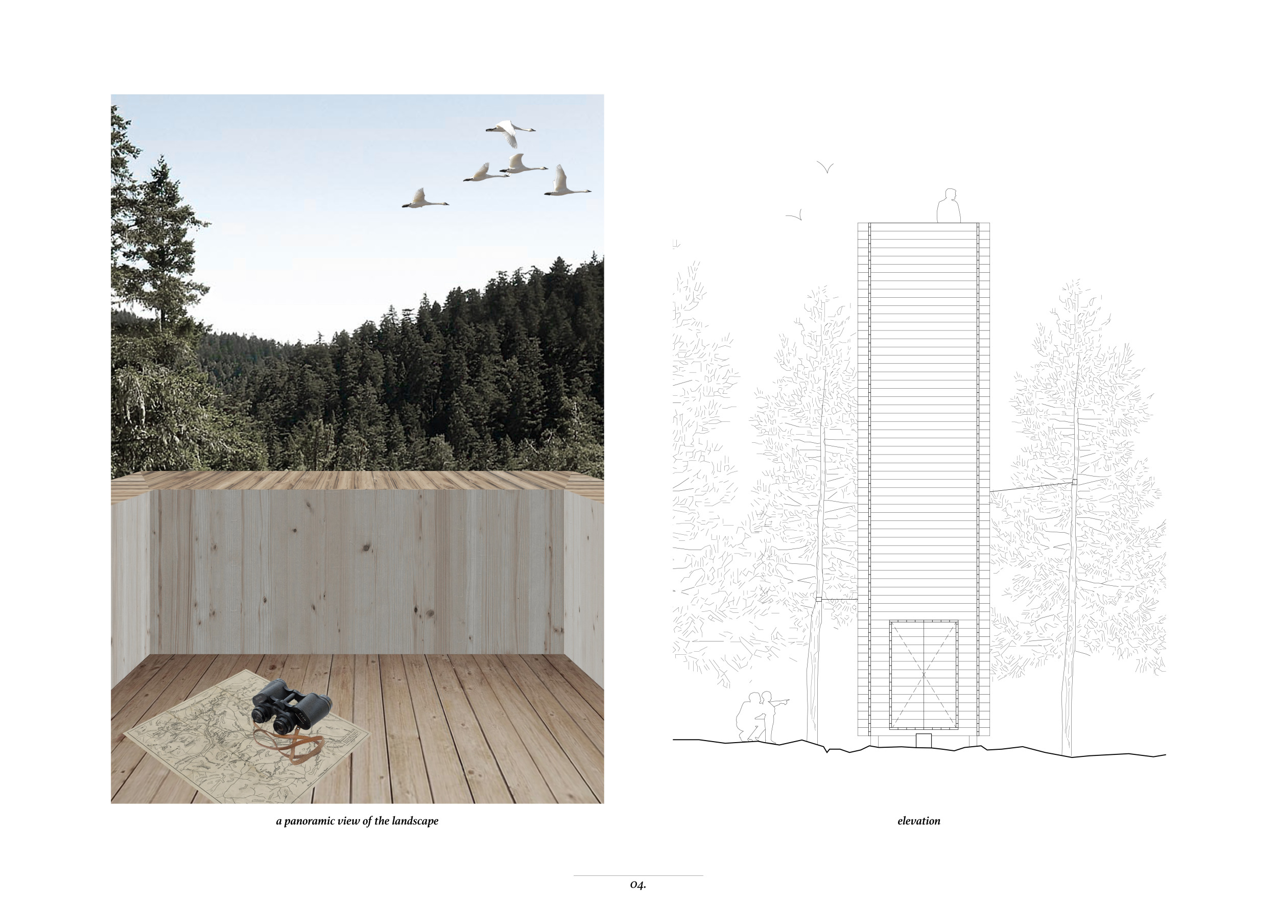 Architecture project // Vertical Cabin Framed by Coniferous Trees in ...