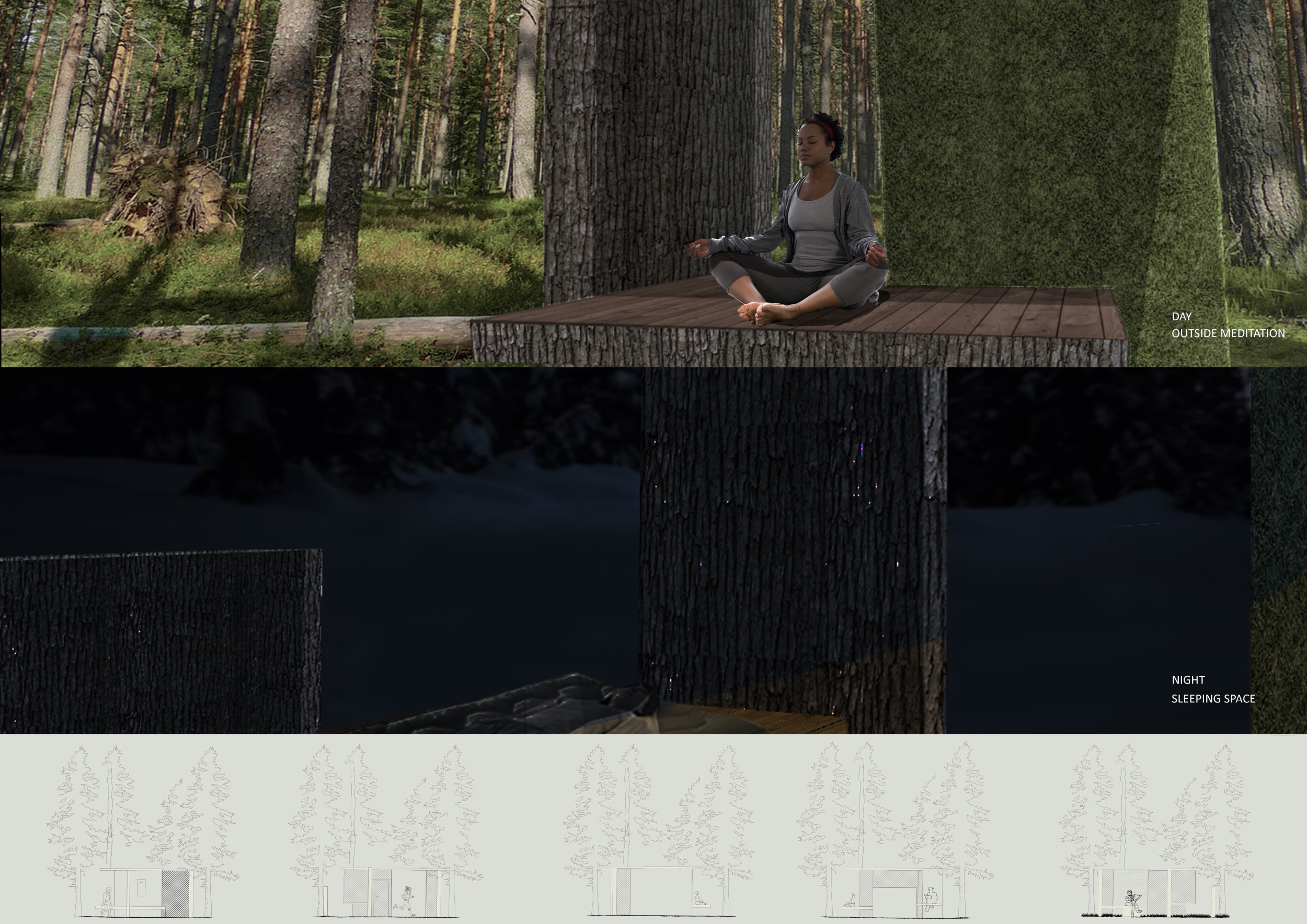 Architecture project // Bark-Clad Retreat Embracing Natural Ground in ...