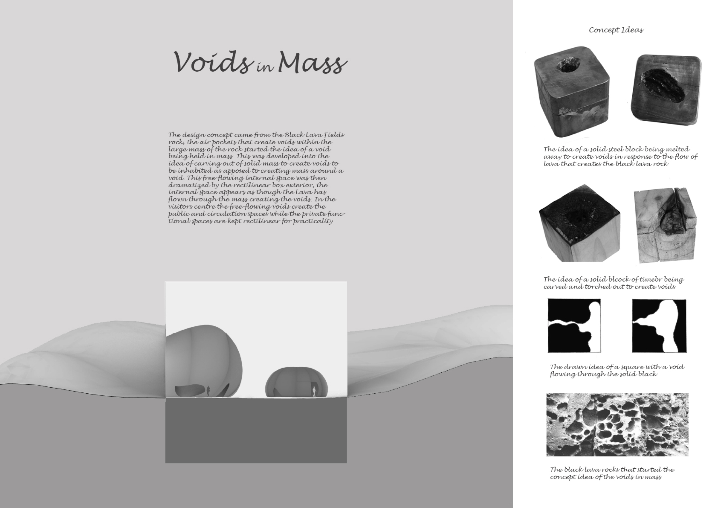 Architecture project // Carved Timber Voids Reflecting Black Lava ...