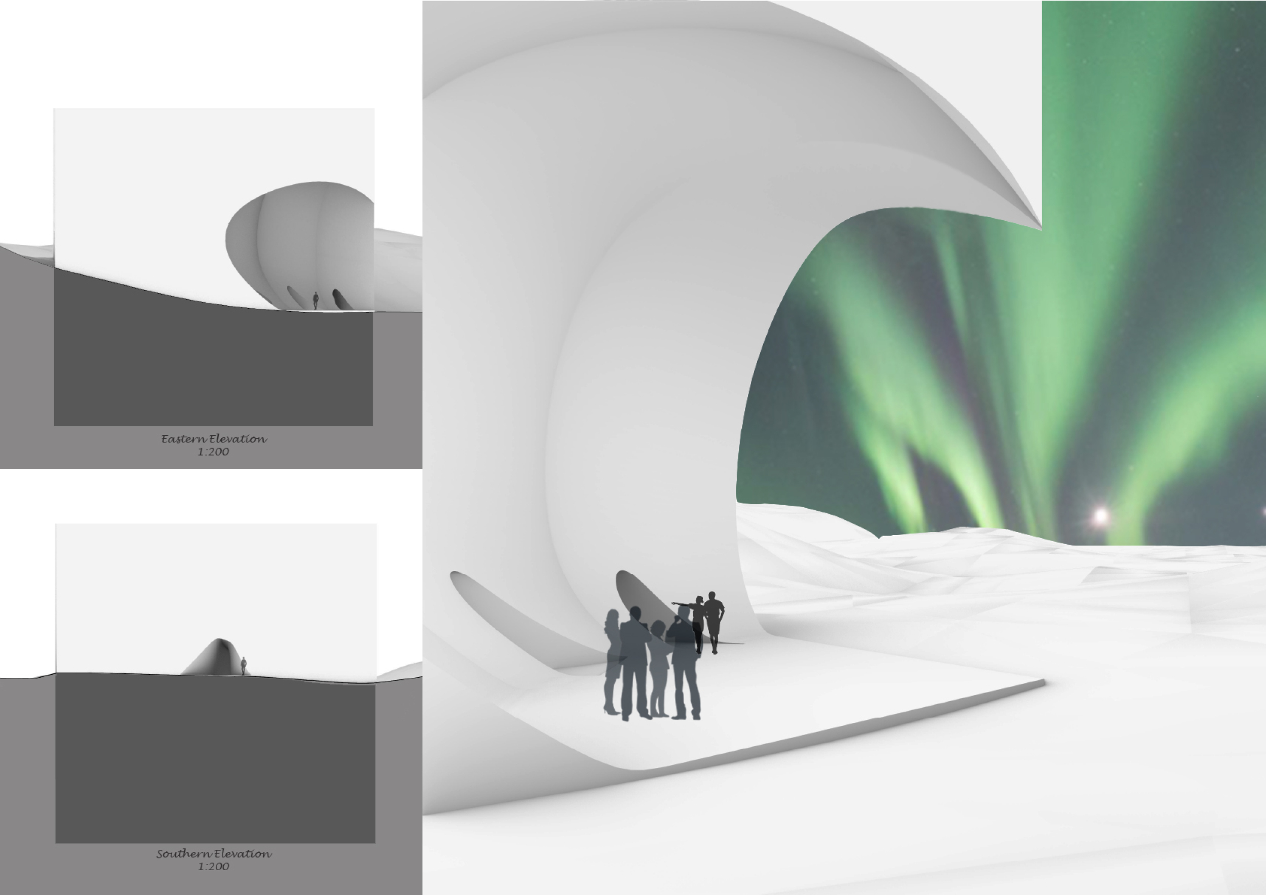 Architecture project // Carved Timber Voids Reflecting Black Lava ...