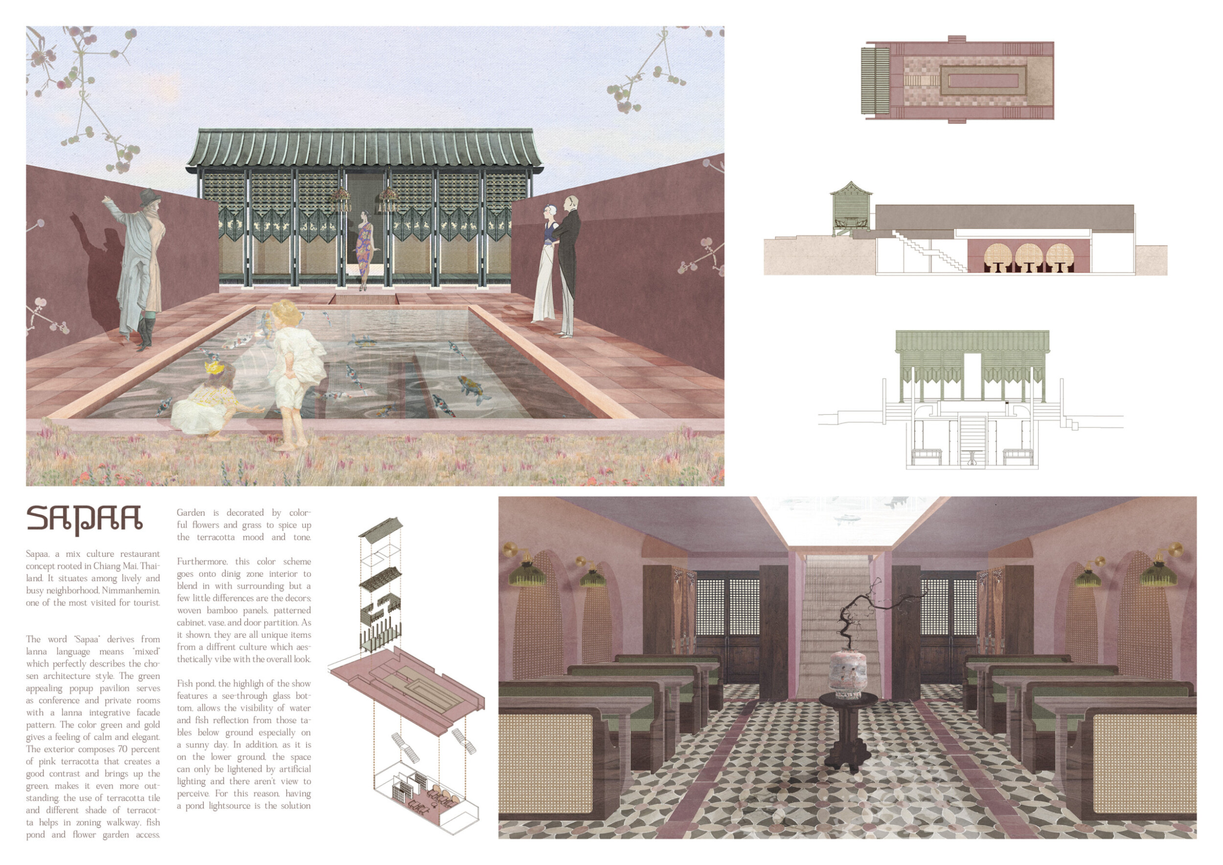 Architecture project // Terracotta Tones and Bamboo Structures ...