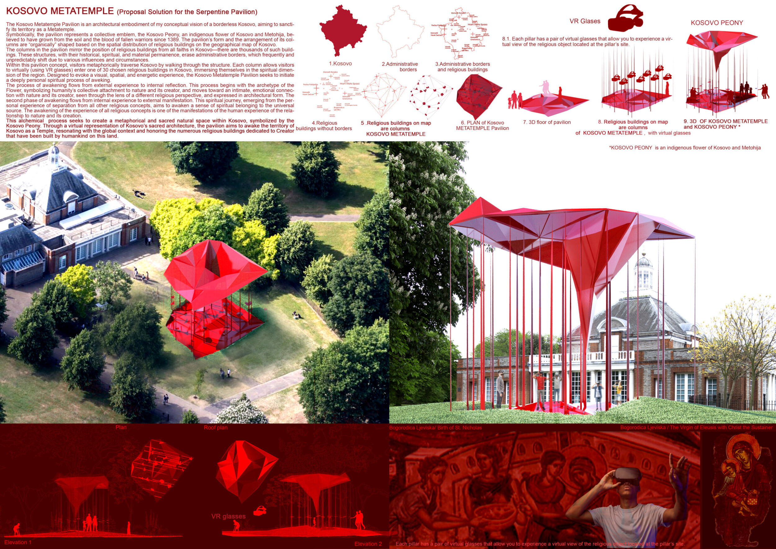 Architecture project // Transparent Acrylic Pavilion Supported by Red ...
