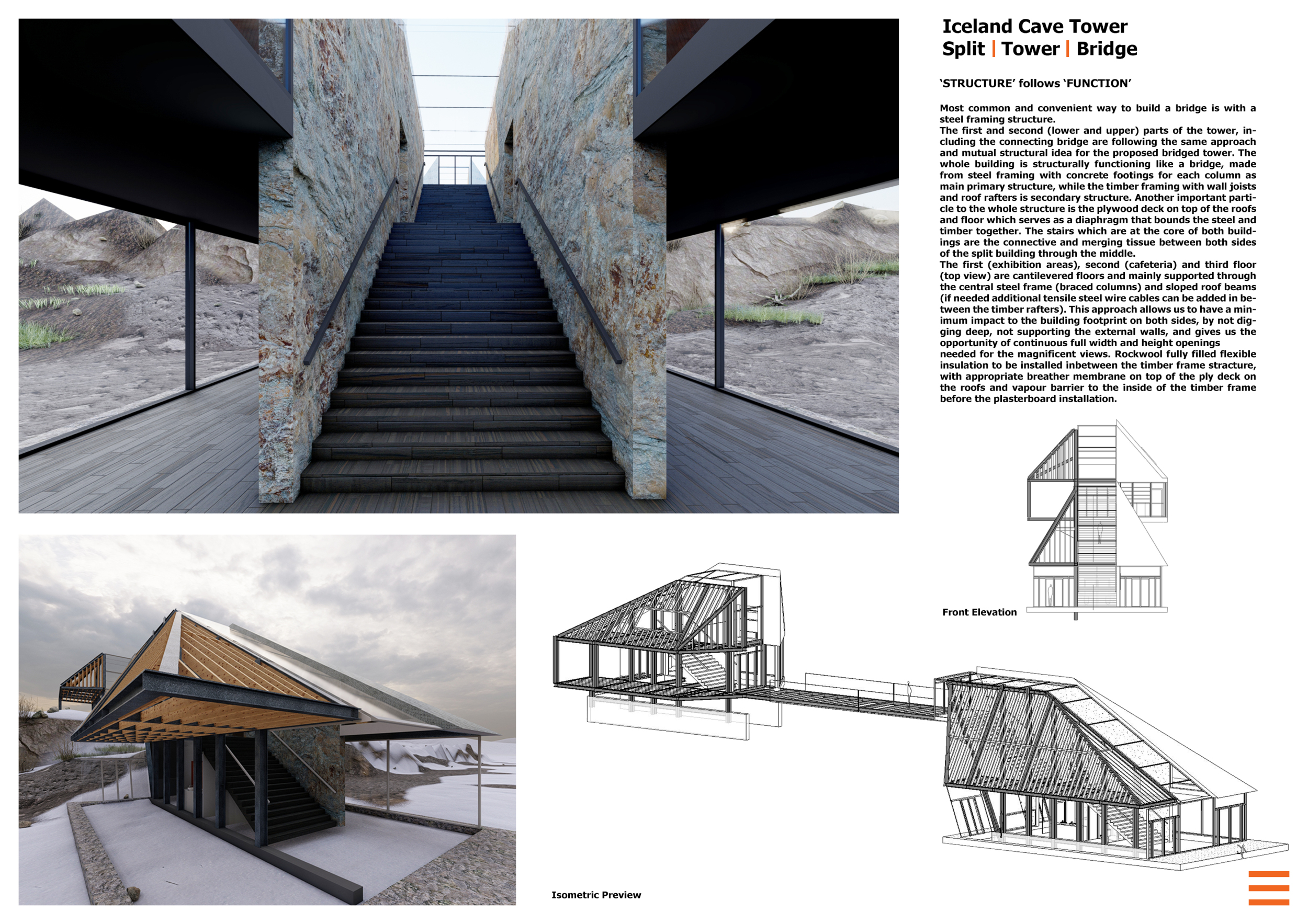 Architecture project // Split Tower Featuring Natural Stone and Dark ...