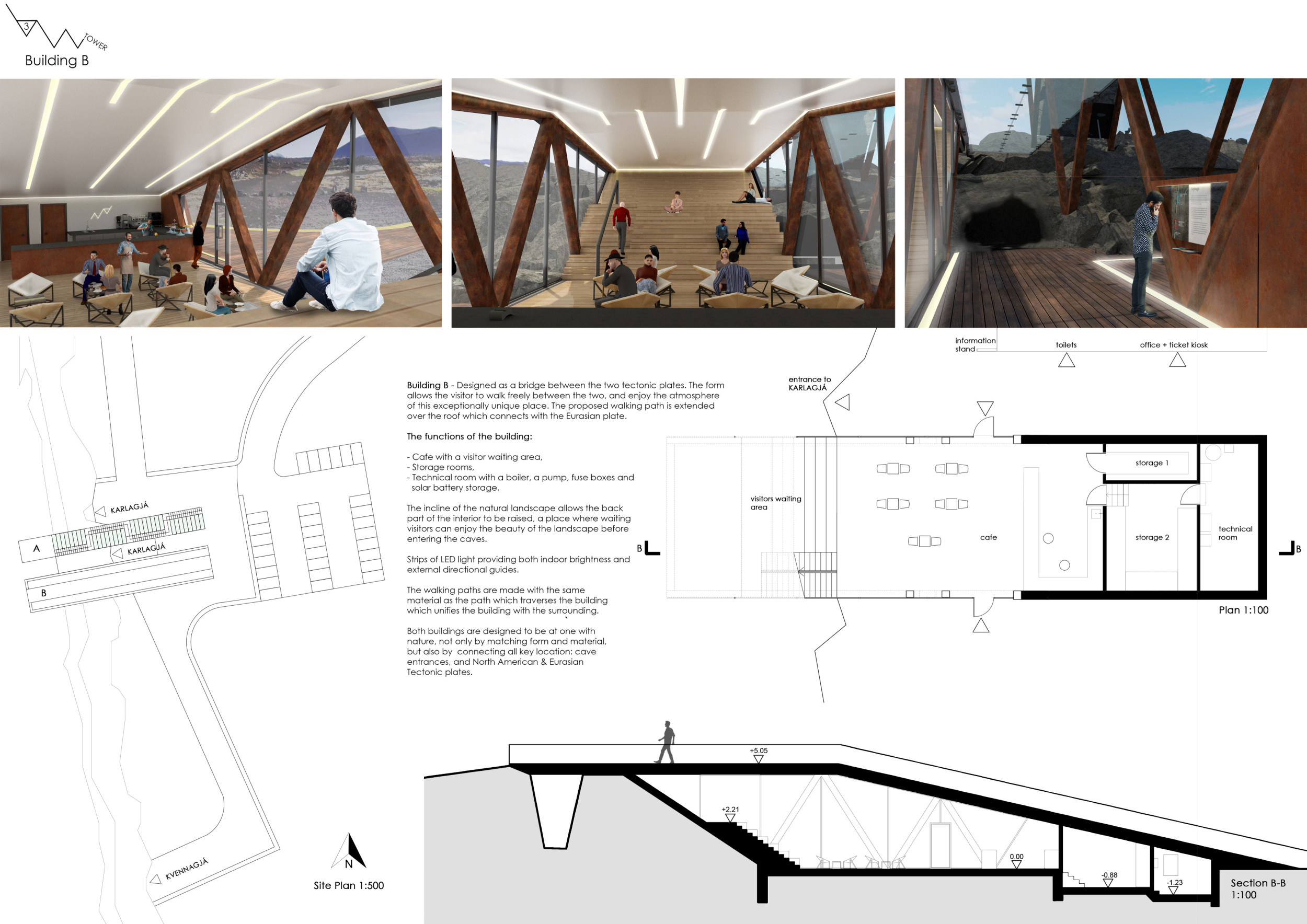 Architecture project // Reflecting Terrain with Scoria and Corten Steel ...