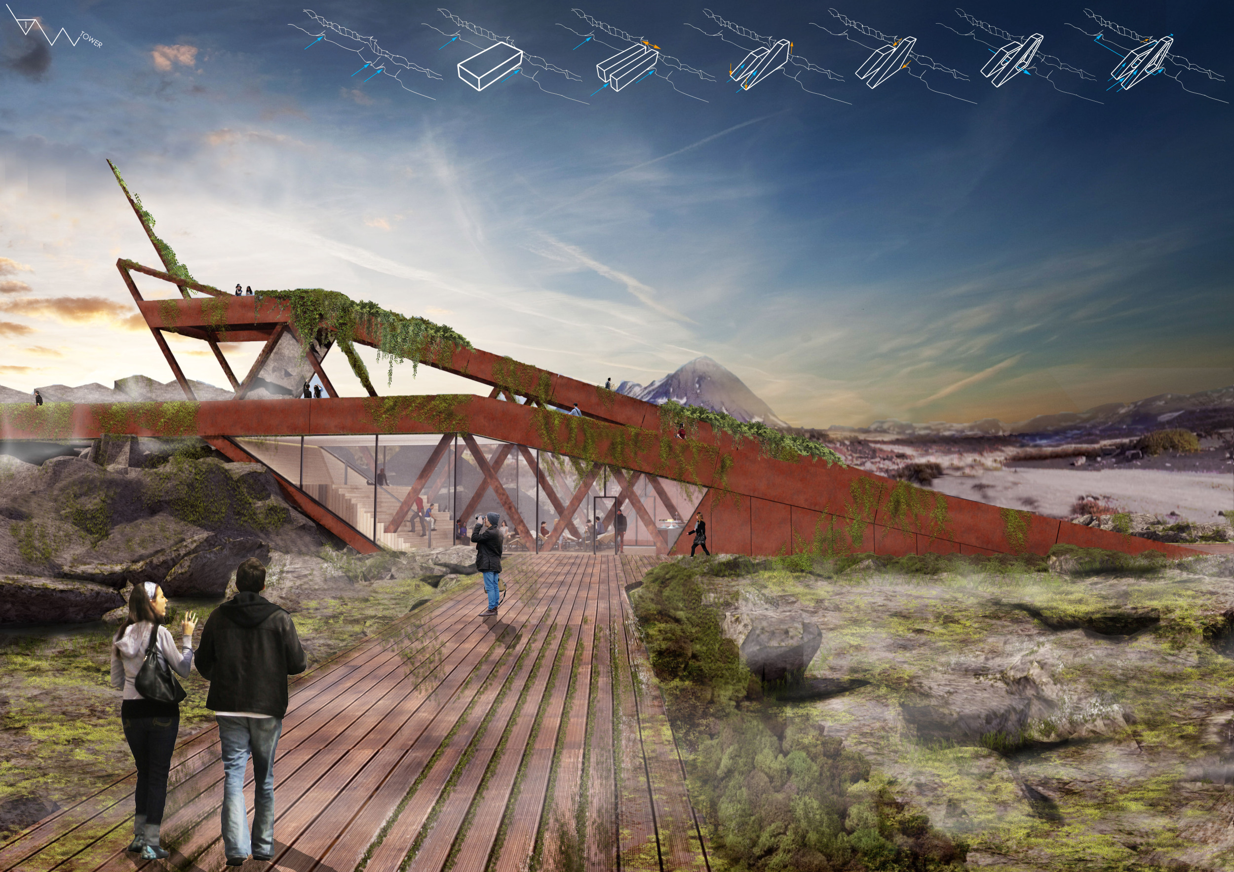 Architecture project // Reflecting Terrain with Scoria and Corten Steel ...