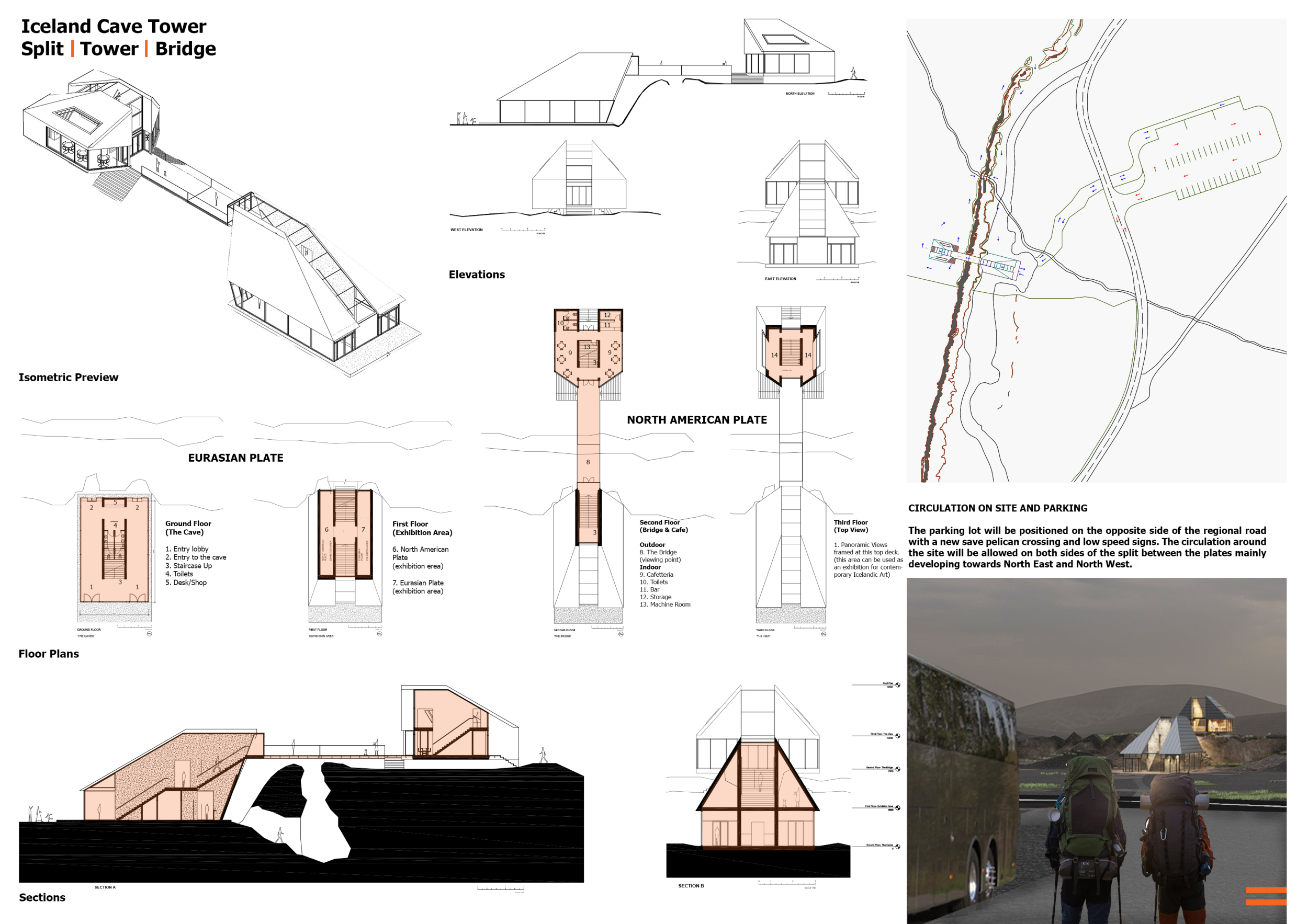 Architecture project // Split Tower Featuring Natural Stone and Dark ...