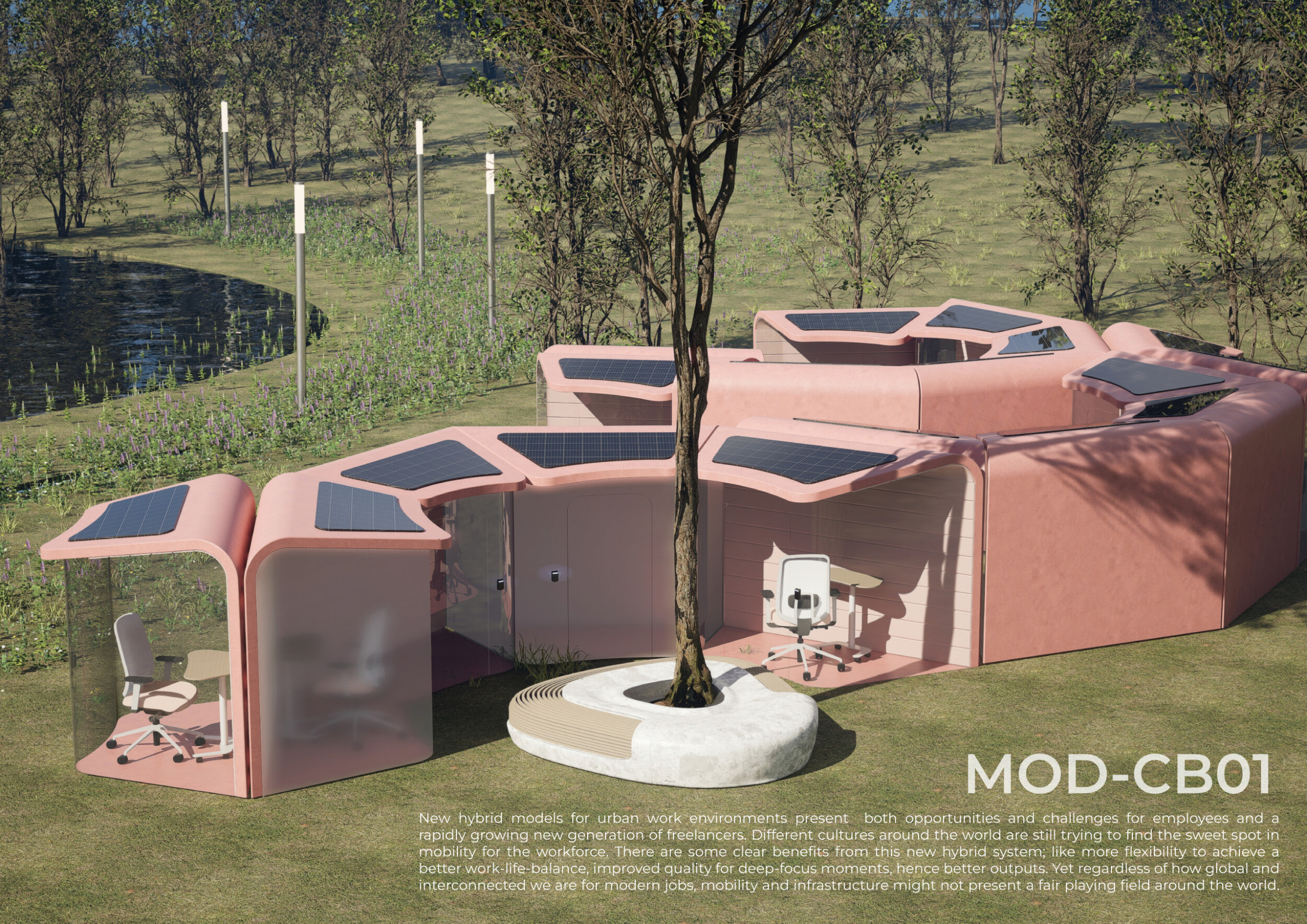 Architecture project // Modular Workspace Featuring Curvilinear Forms ...