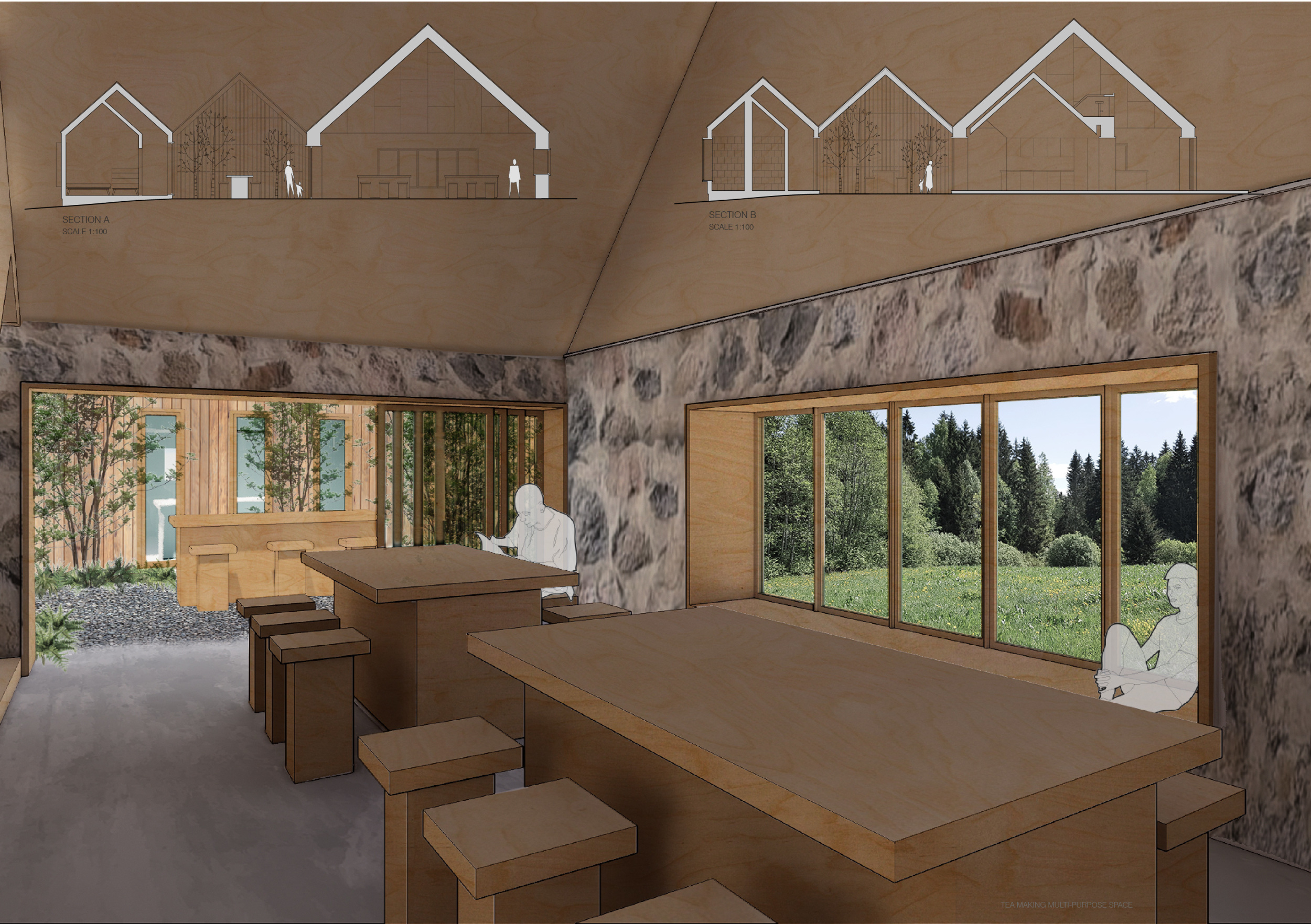 Architecture project // Bringing Nature Inside with Gabled Spaces and ...