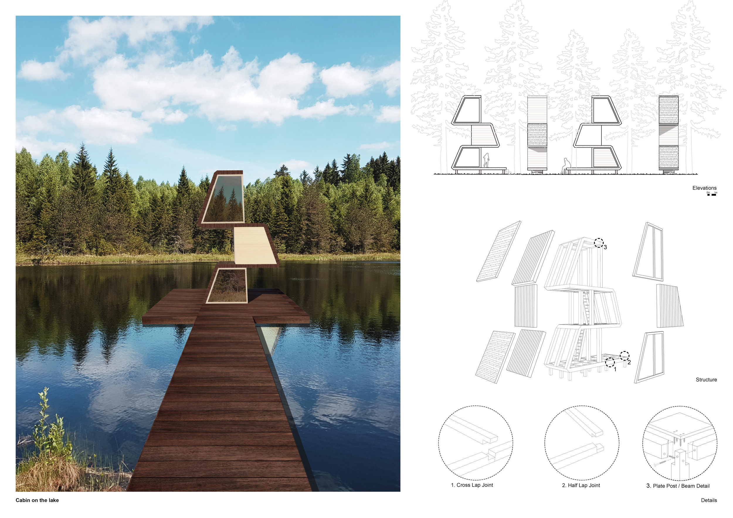 Architecture project // Rainwater Harvesting Cabin of Recycled Spruce ...