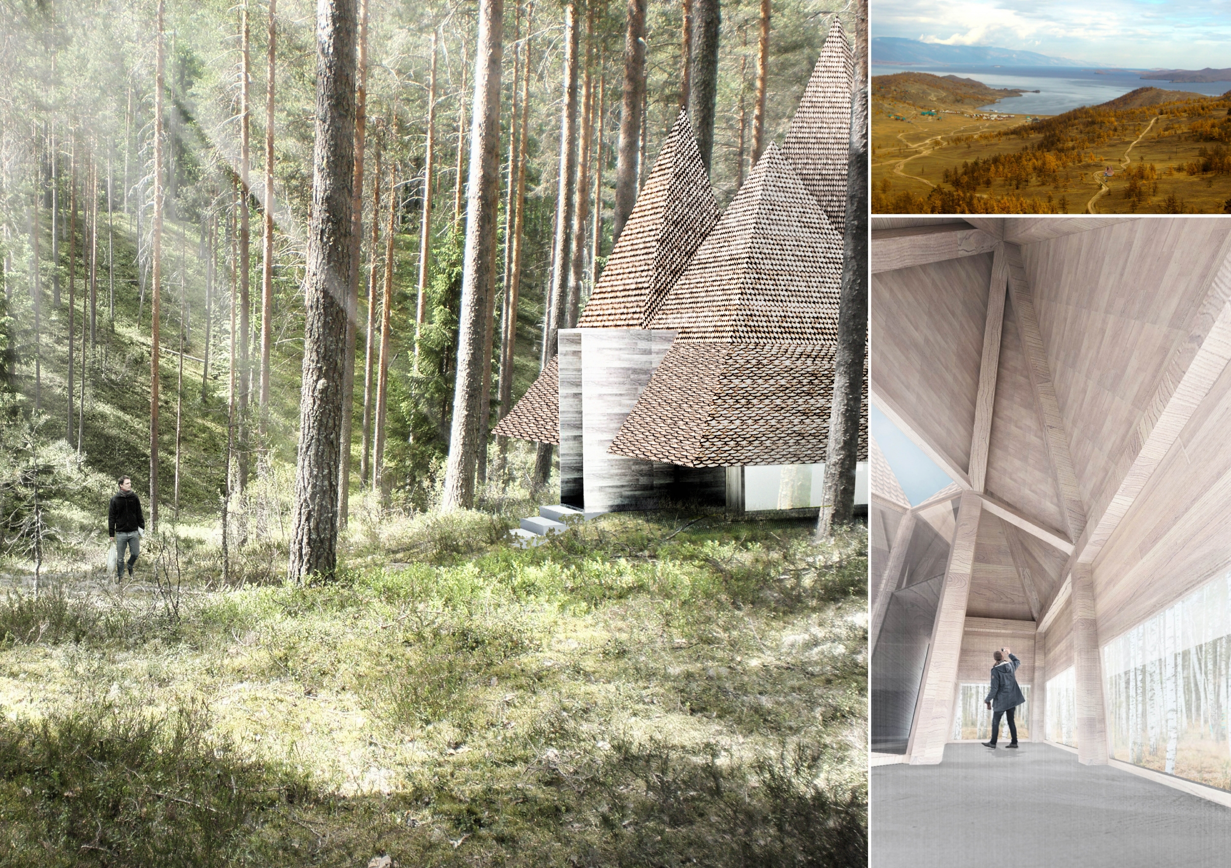 Architecture project // Faceted Roof Structure with Charred Wooden ...