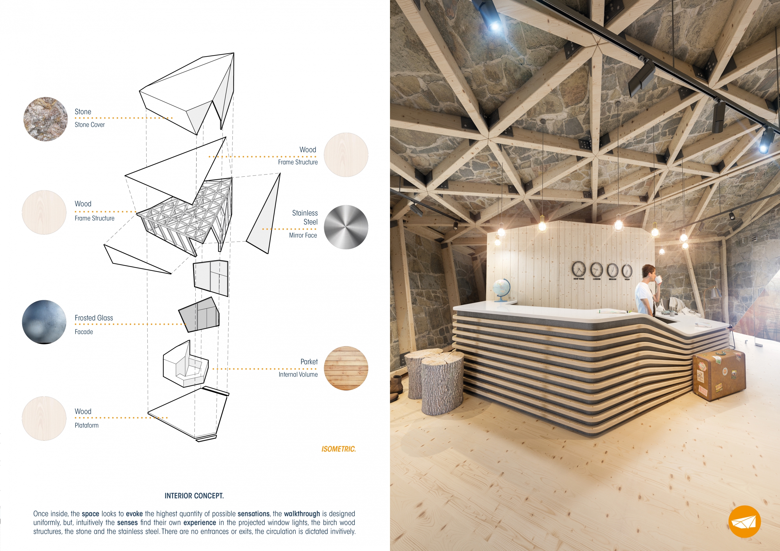 Architecture project // Reflective Facade and Stone Base Blending with ...