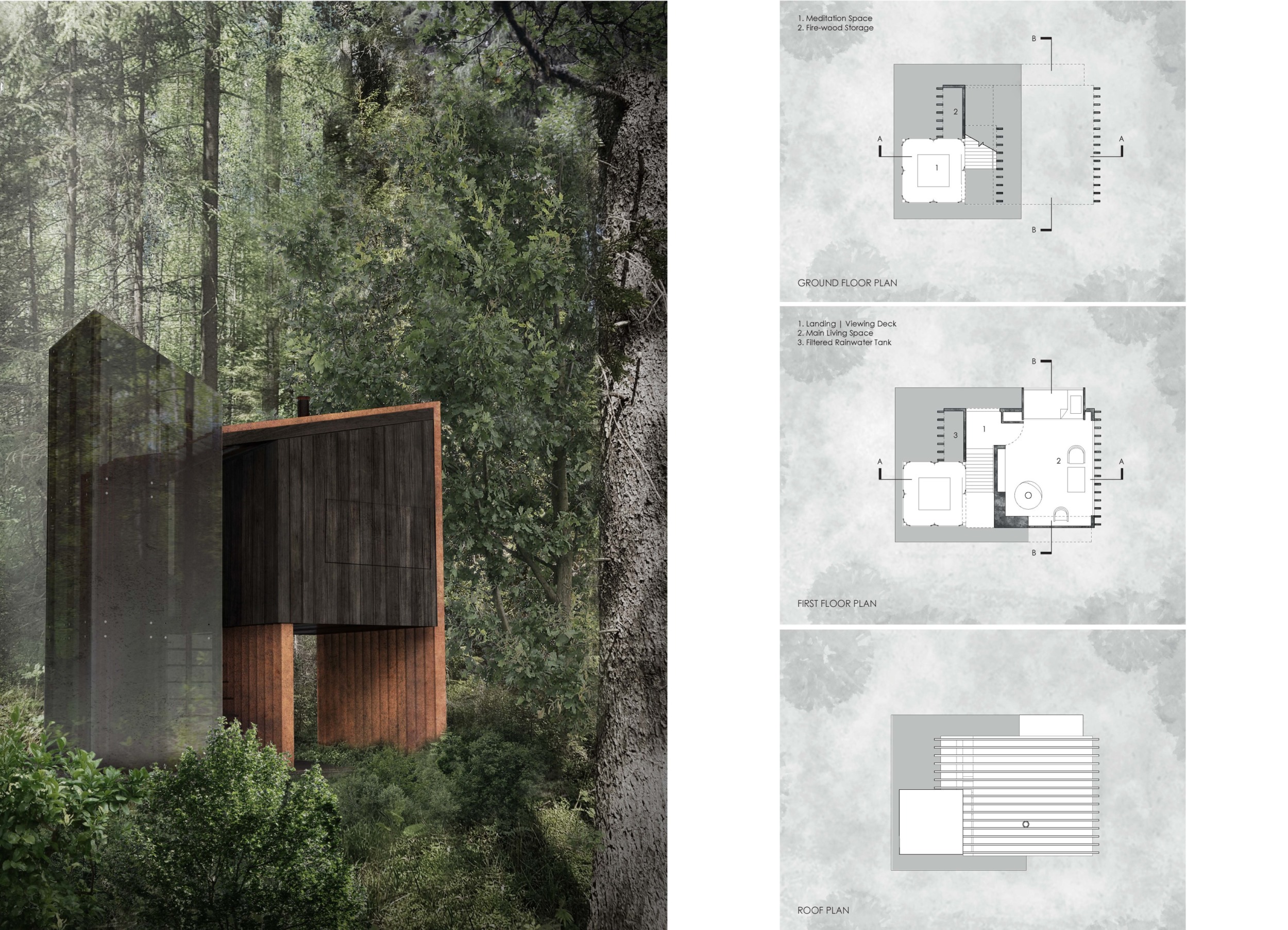 Architecture project // Charred Wood Elevation Enhancing Forest ...