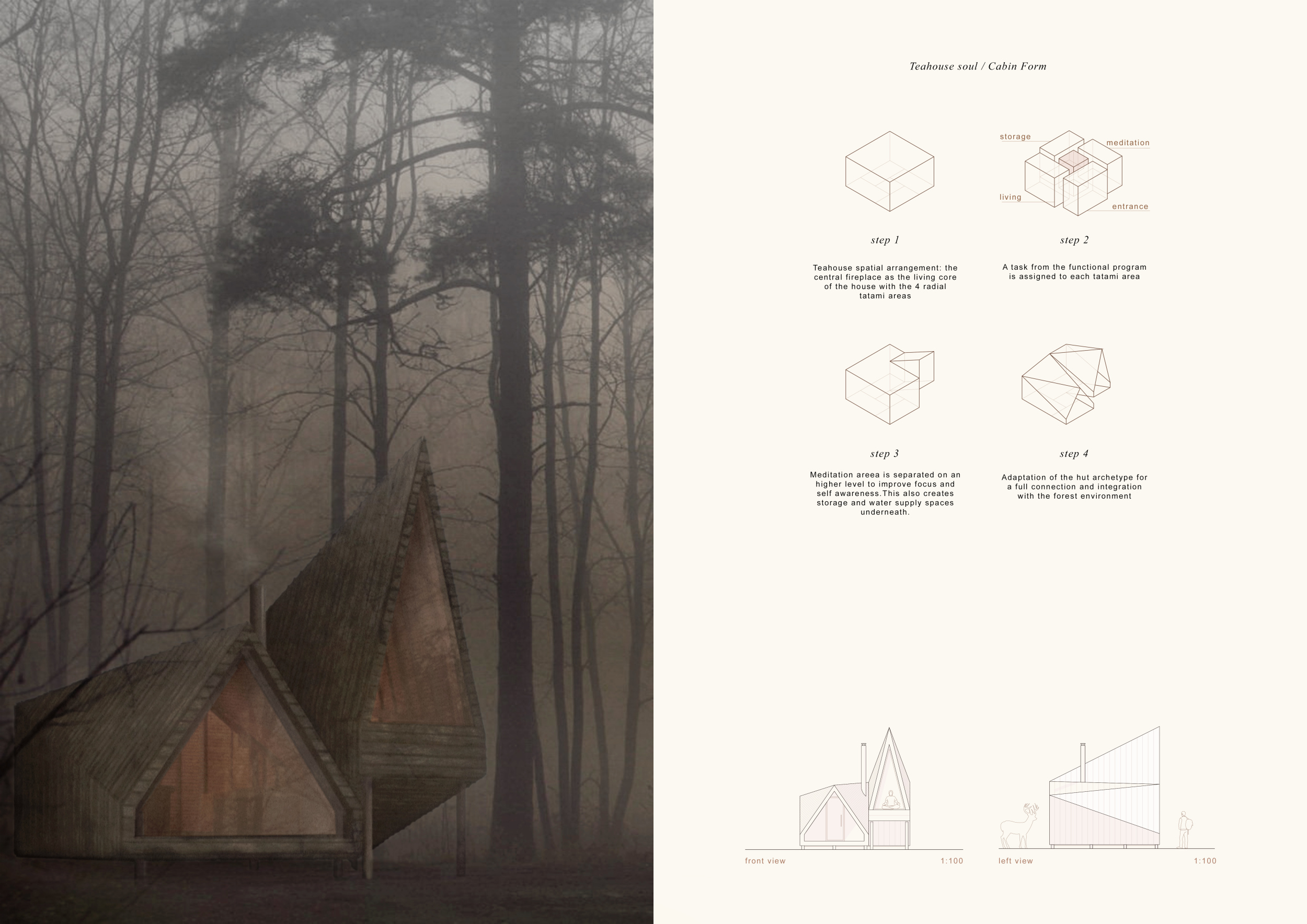 Architecture project // Elevated Meditation Cabin with Rough Walls and ...