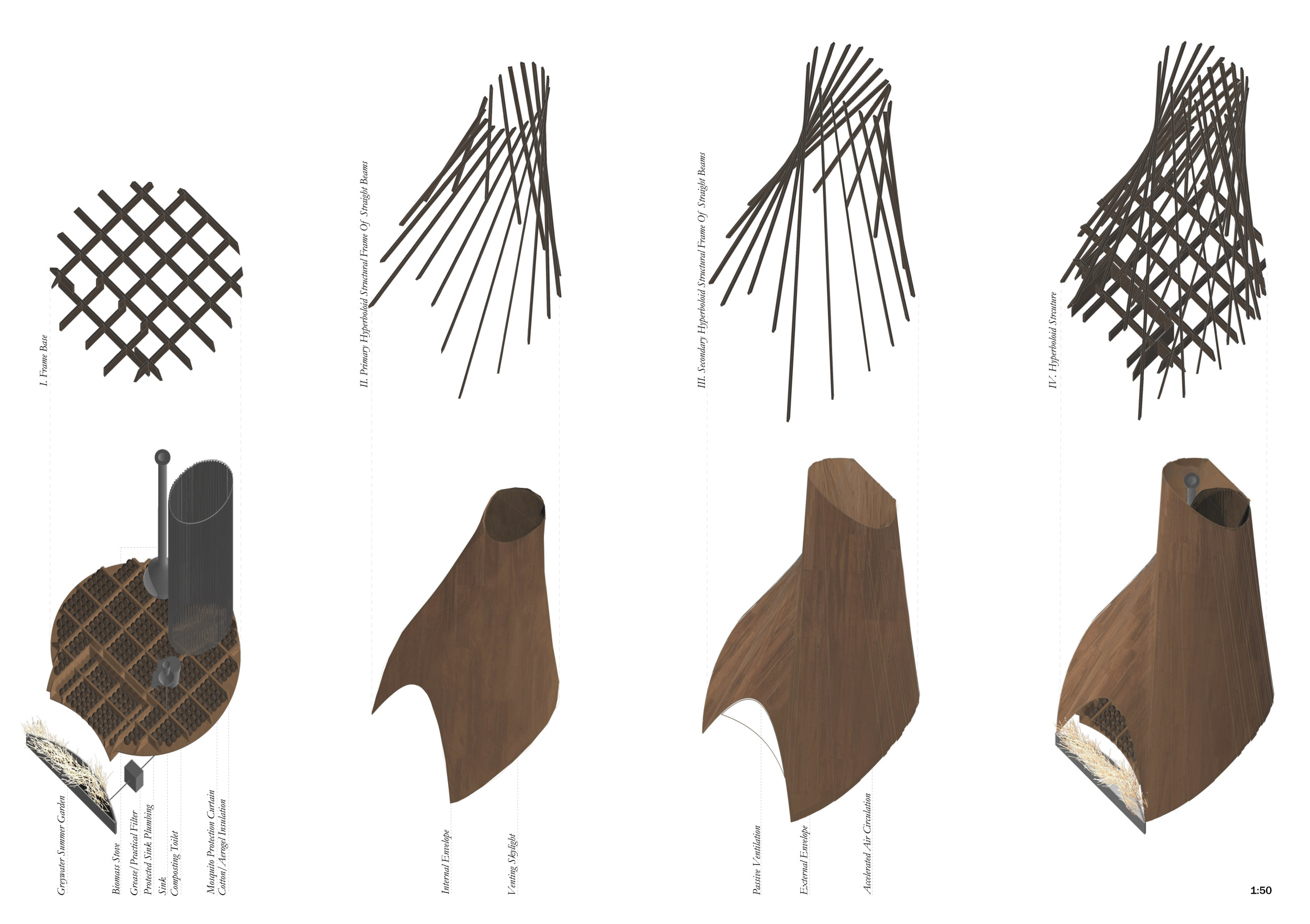 Architecture project // Hyperboloid Structure Embracing Recycled Wood ...
