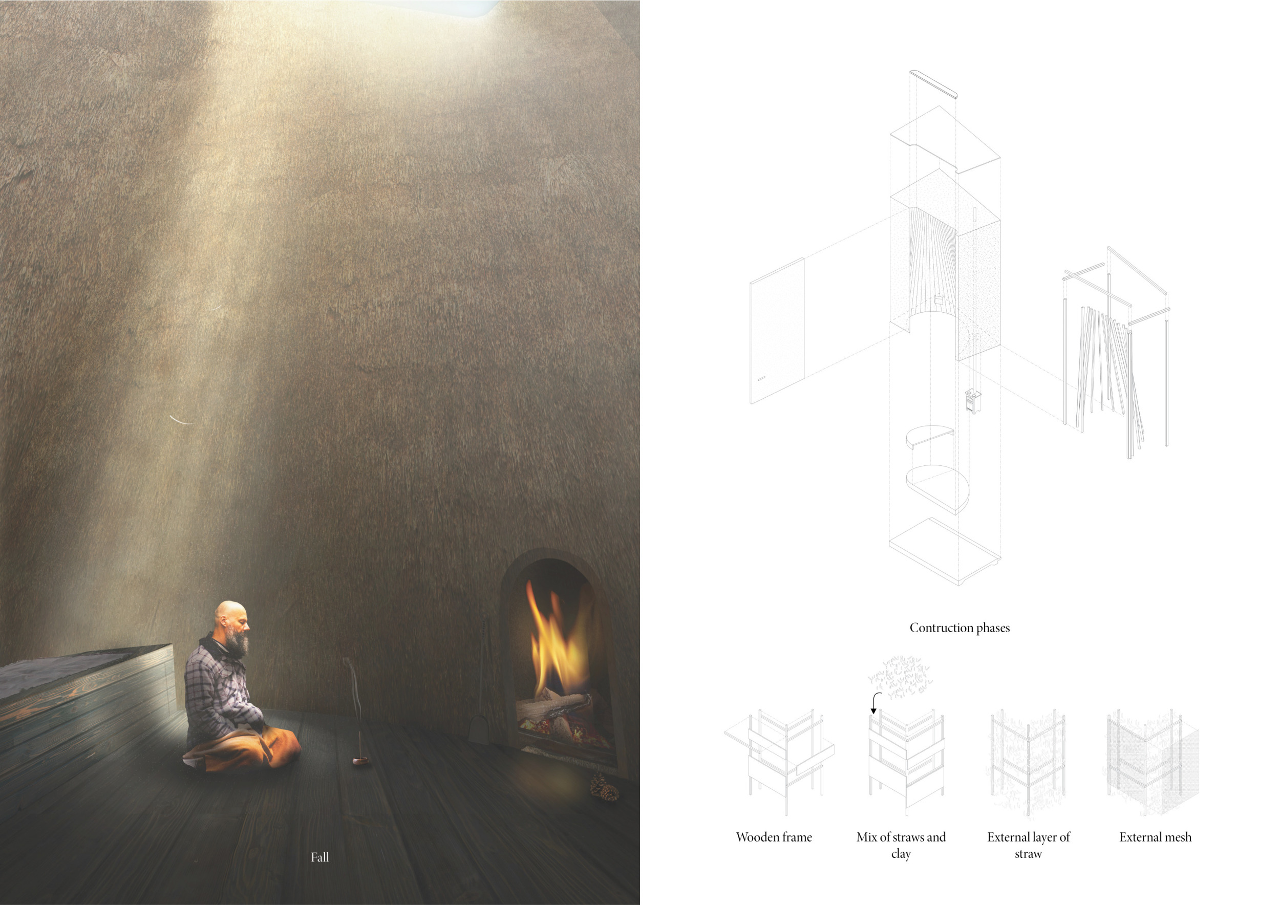 Architecture project // Straw Walls and Pine Interiors in a Forest Retreat