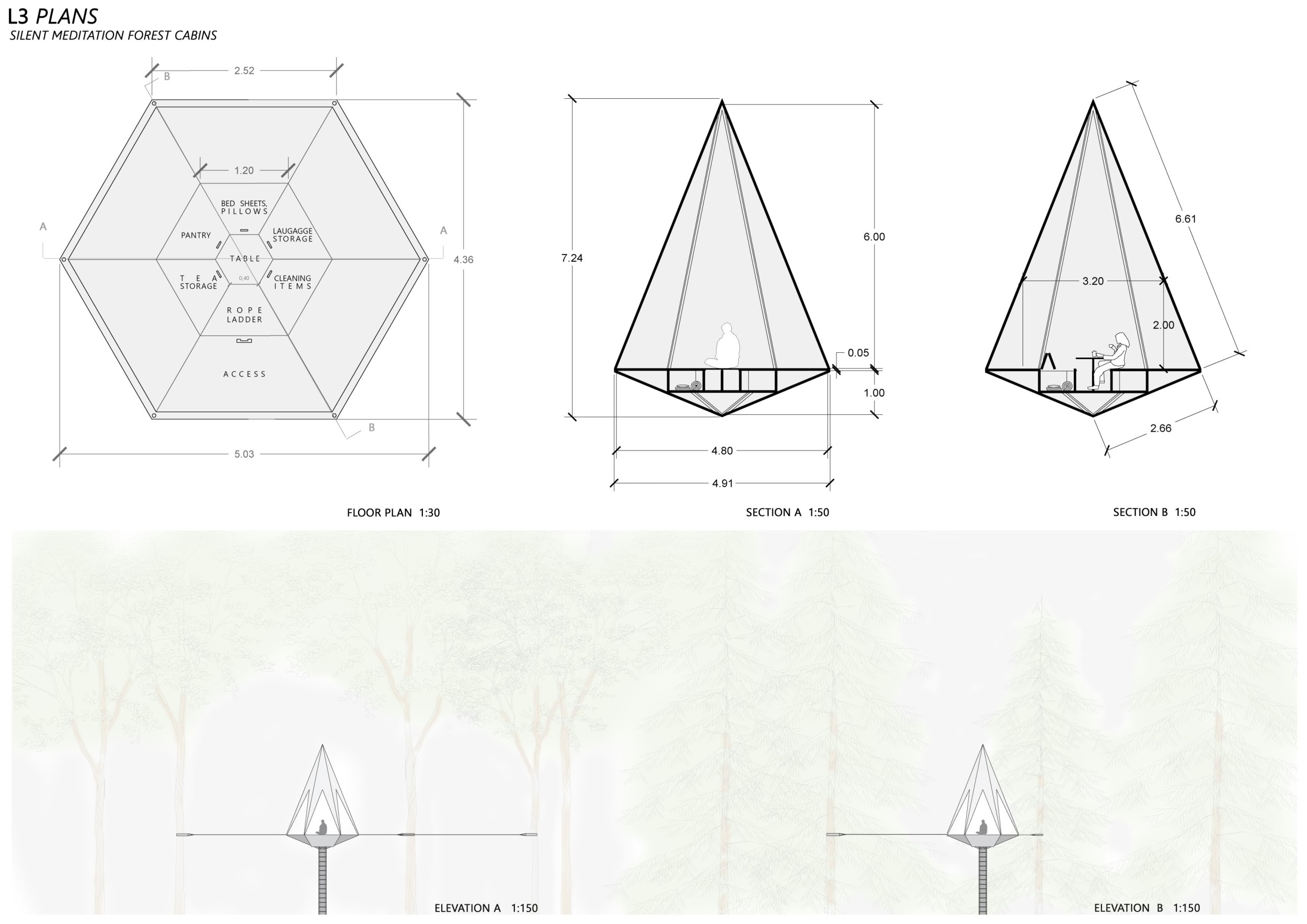 Architecture project // Hexagonal Cabins Supported by Wood Profiles ...