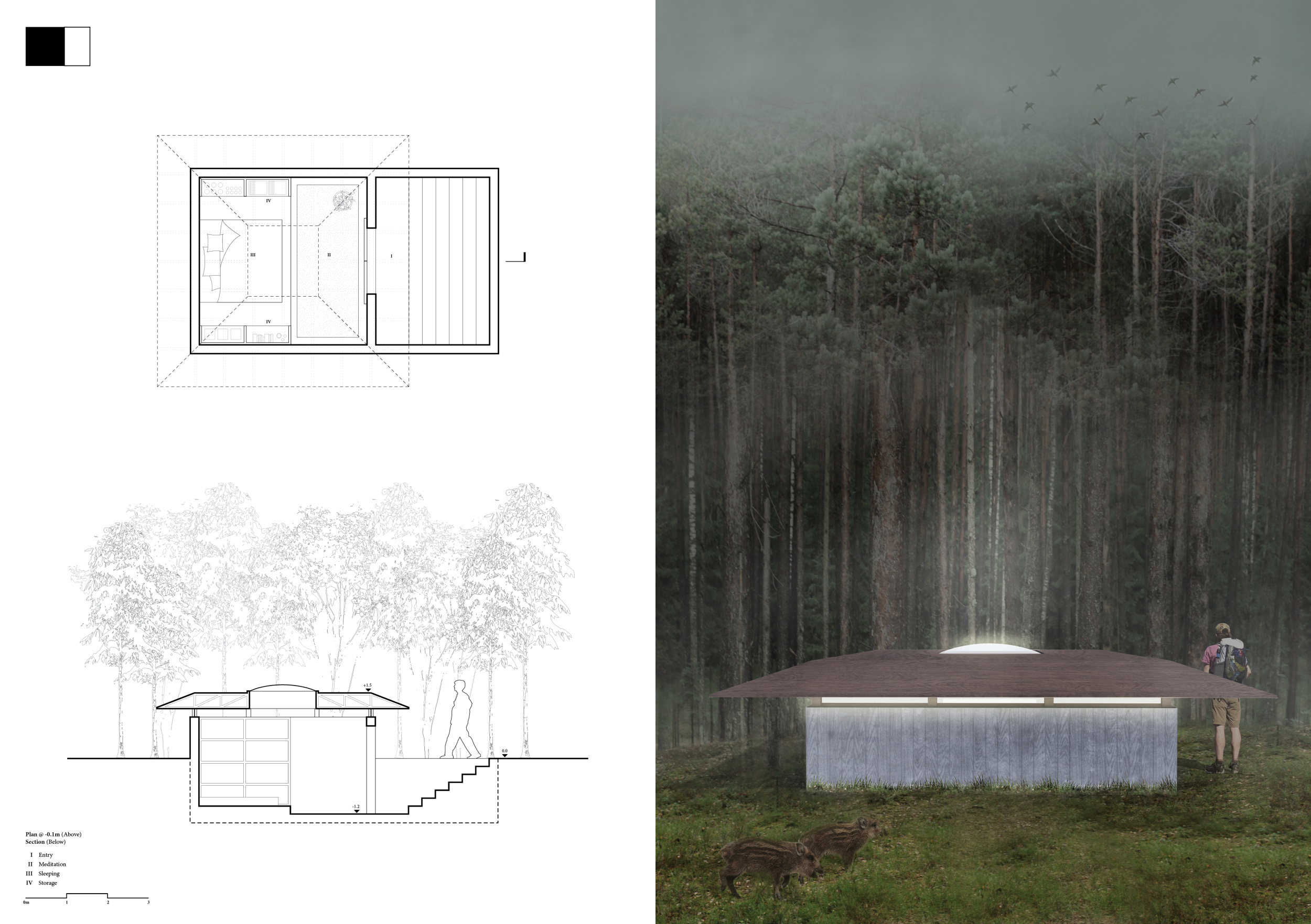 Architecture project // Sunken Cabins of Board-Formed Concrete ...
