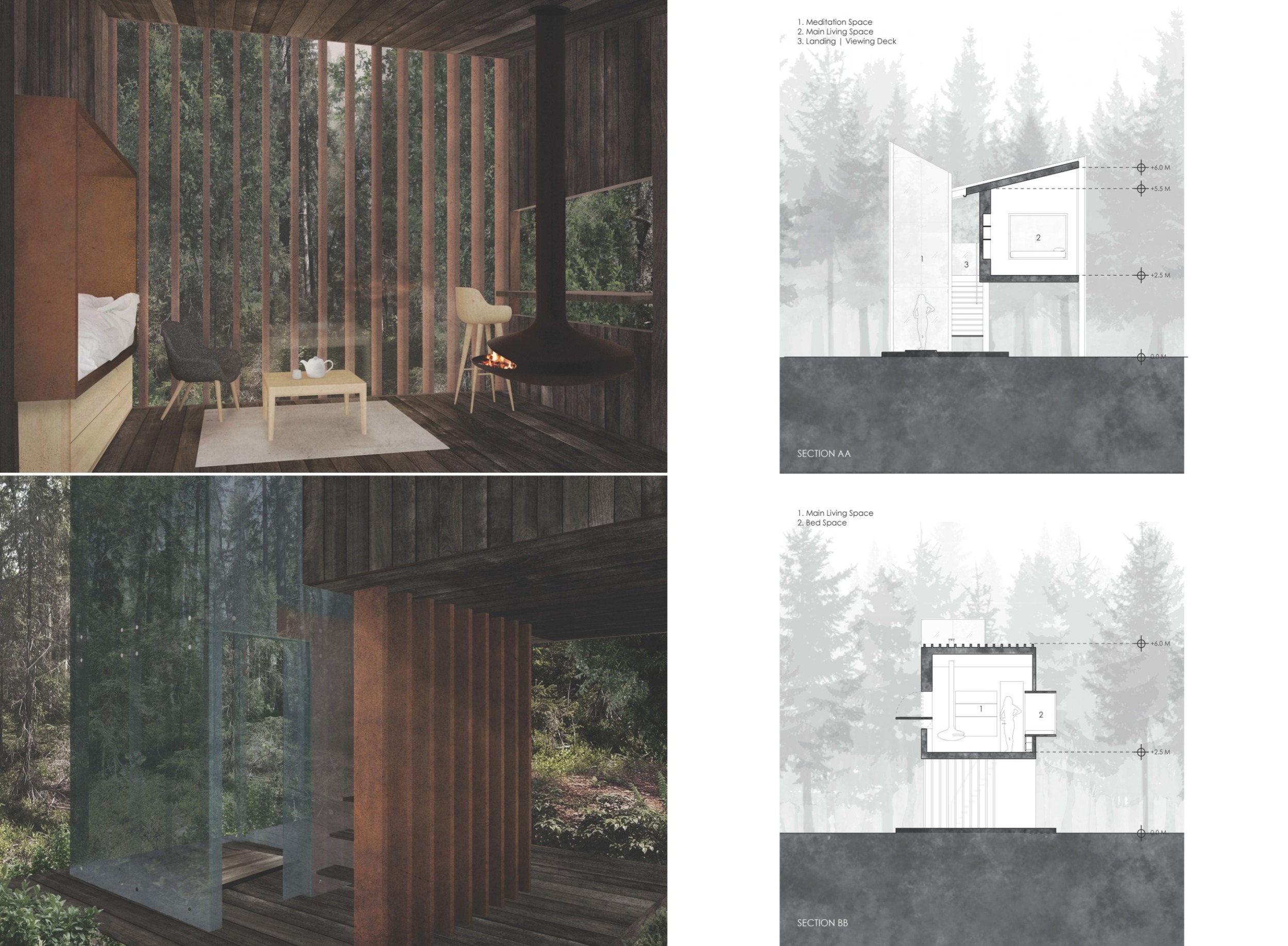Architecture project // Charred Wood Elevation Enhancing Forest ...
