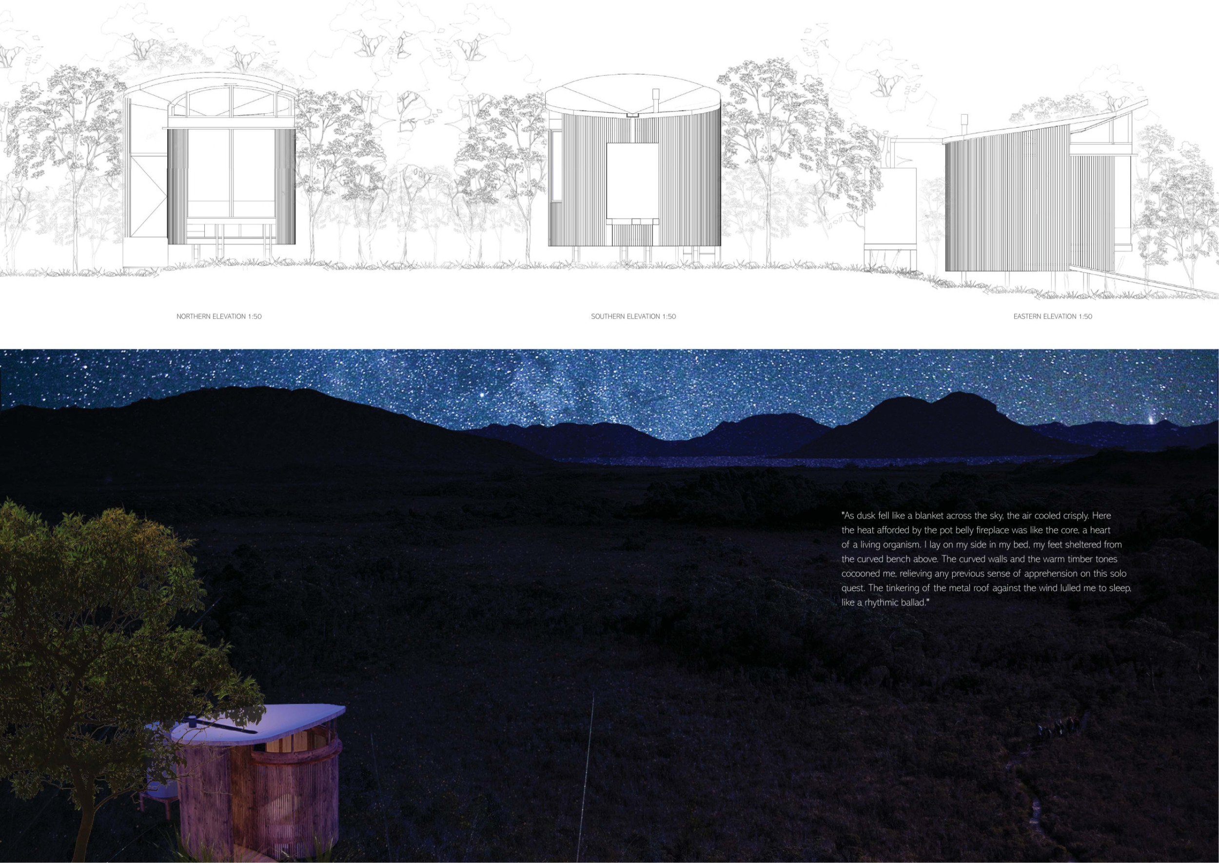 Architecture project // Curved Timber Embrace with Expansive Nature Views