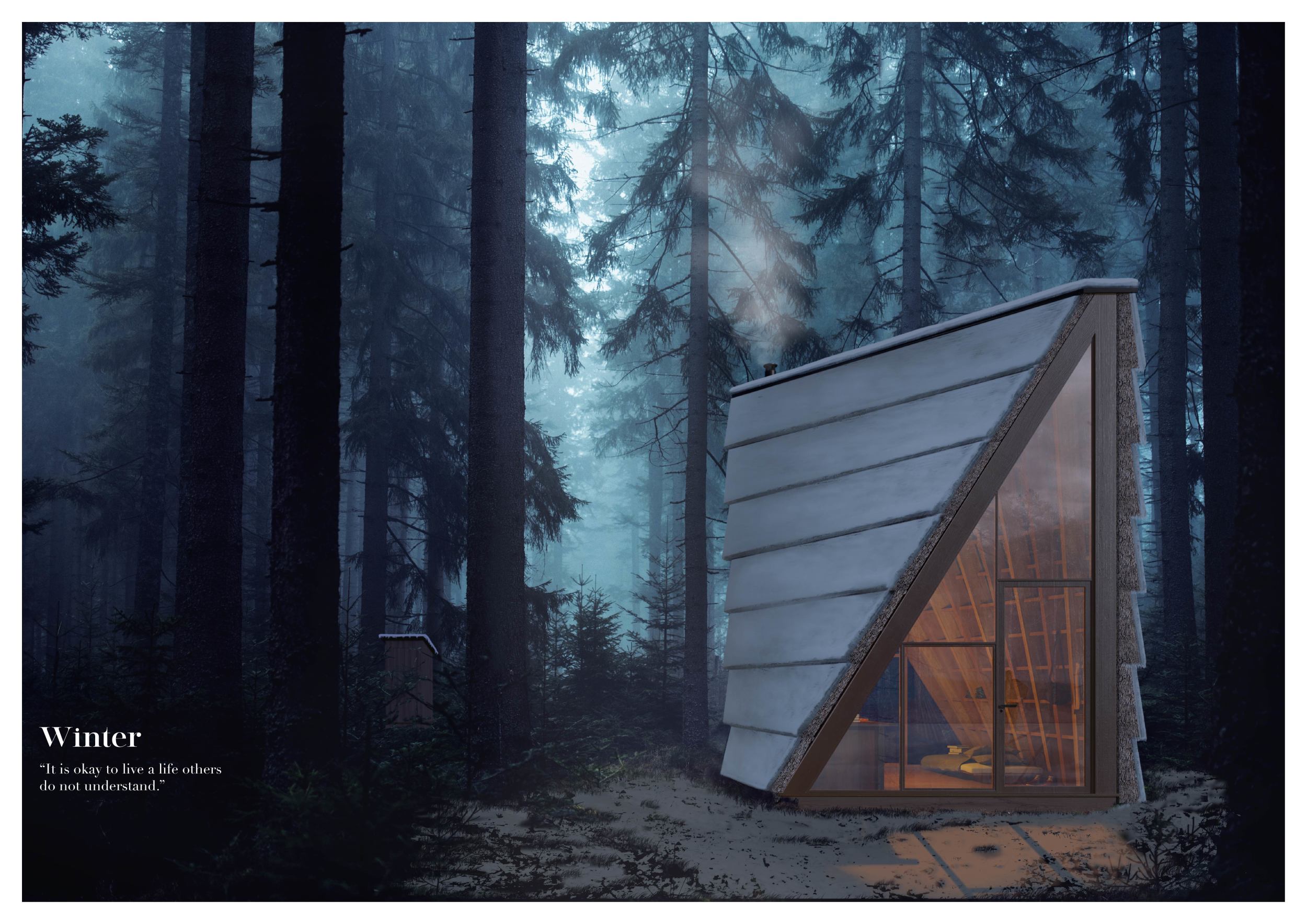 Architecture project // Warped a-Frame Cabin Enveloping Nature with ...