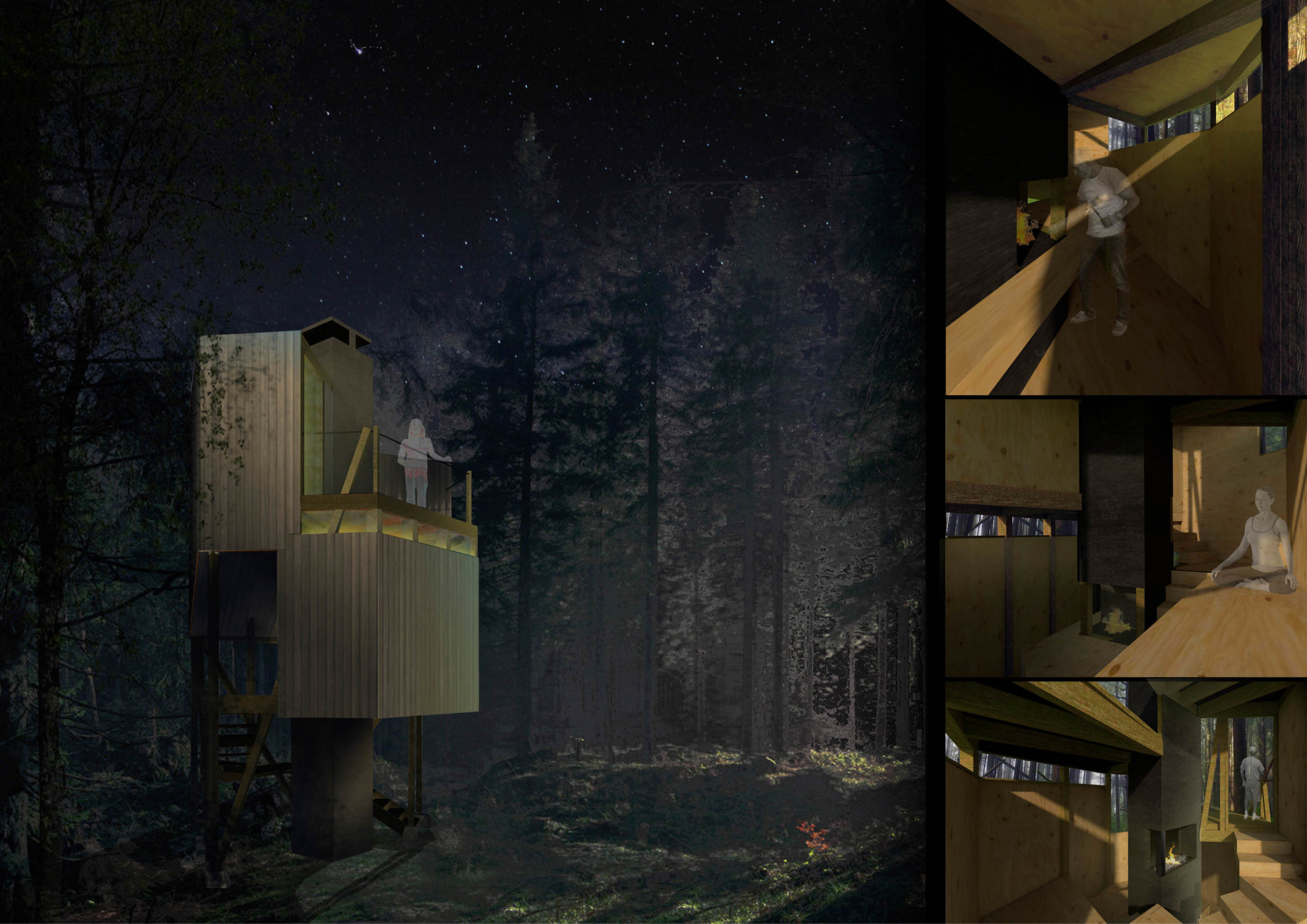Architecture project // Laminated Wood Cabins Harmonizing with Forest Light