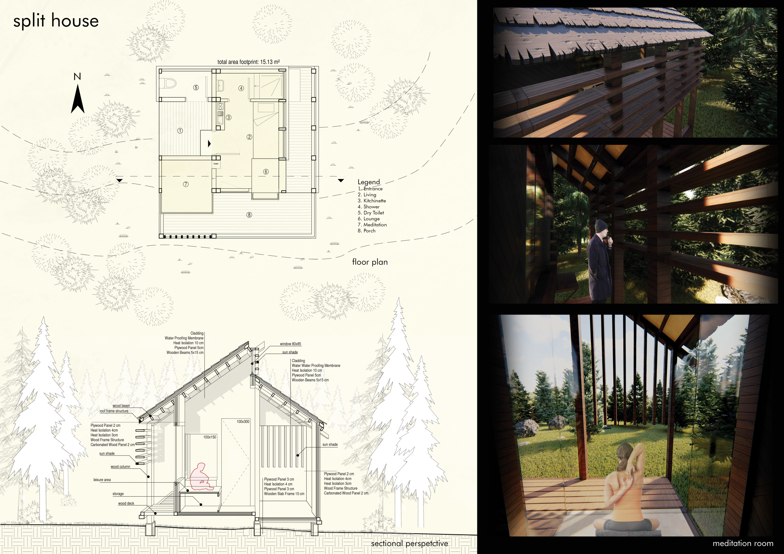 Architecture project // Tree Bark Roof and Timber Columns Enhance ...
