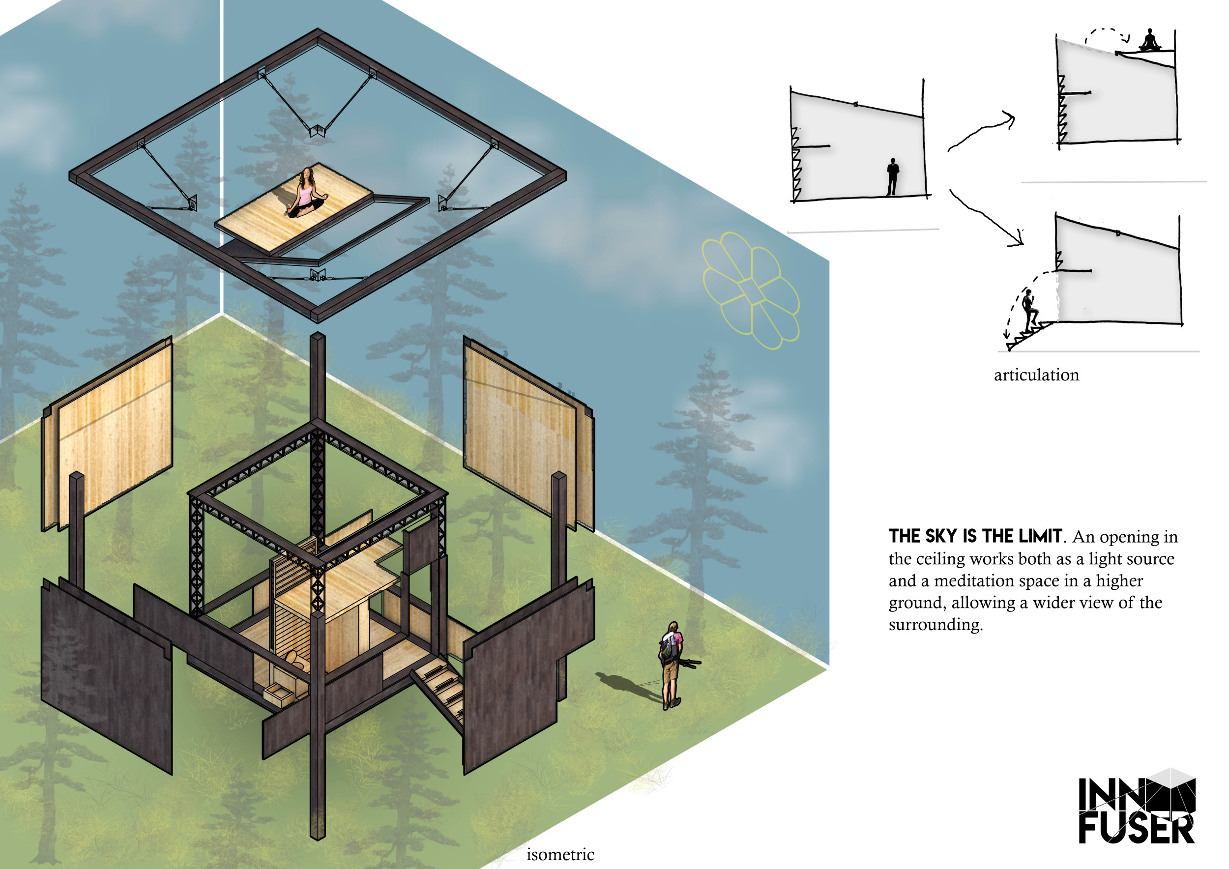 Architecture project // Dynamic Meditation Space with Steel Cables and ...