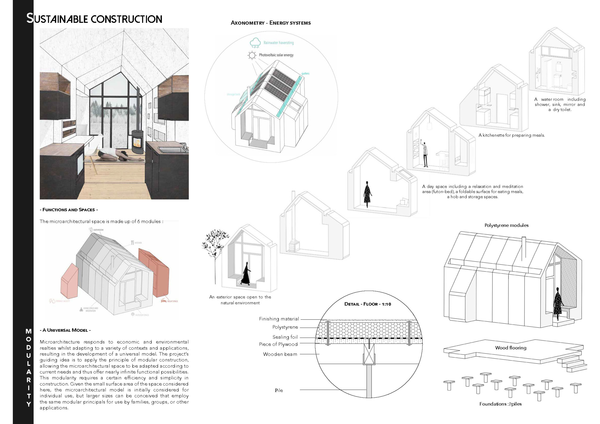 Architecture project // Textured Polystyrene Cabin for Meditative Living