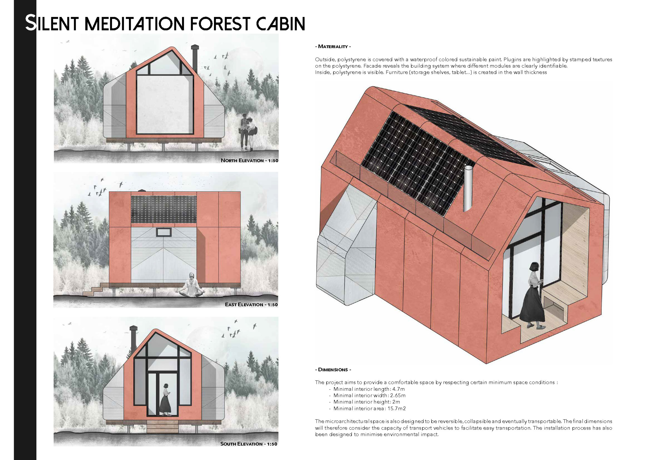 Architecture project // Textured Polystyrene Cabin for Meditative Living