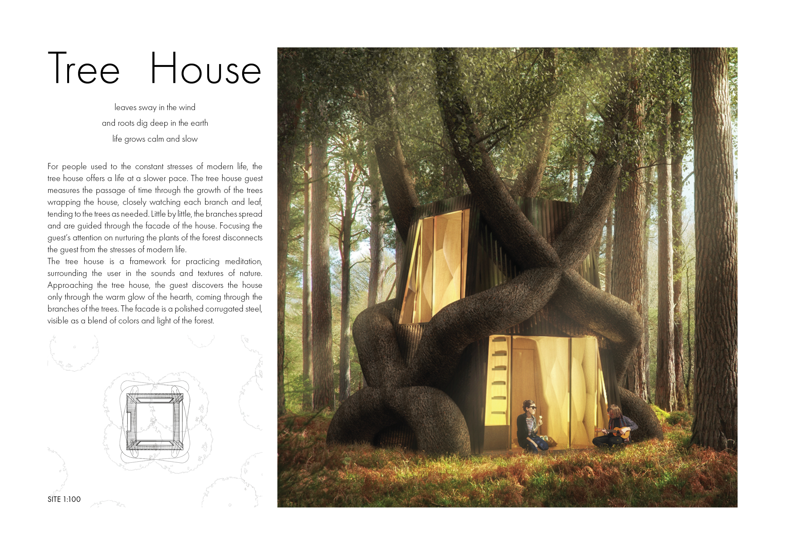 Architecture project // Tree Integration and Polished Steel Embrace in ...