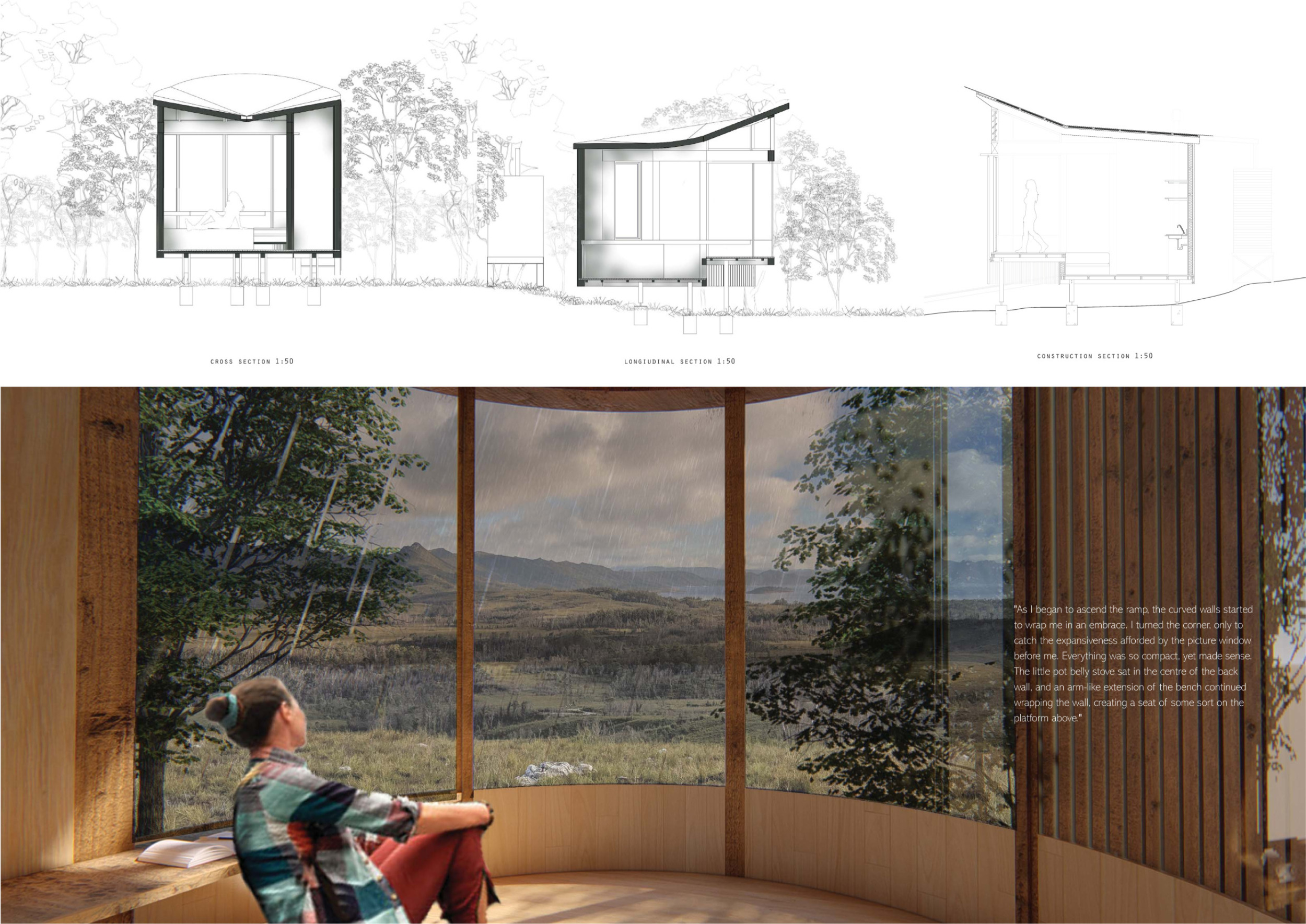 Architecture project // Curved Timber Embrace with Expansive Nature Views