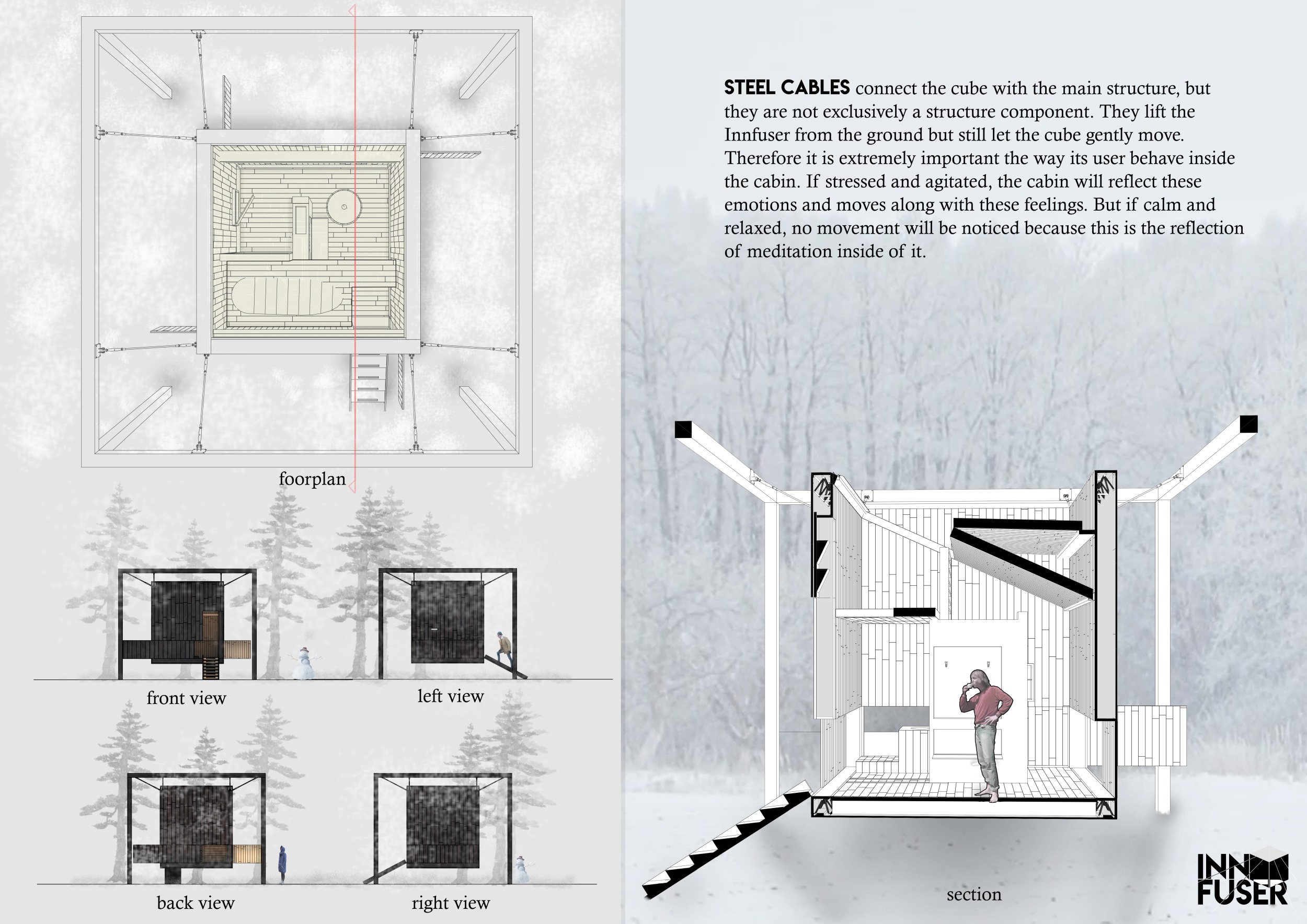 Architecture project // Dynamic Meditation Space with Steel Cables and ...