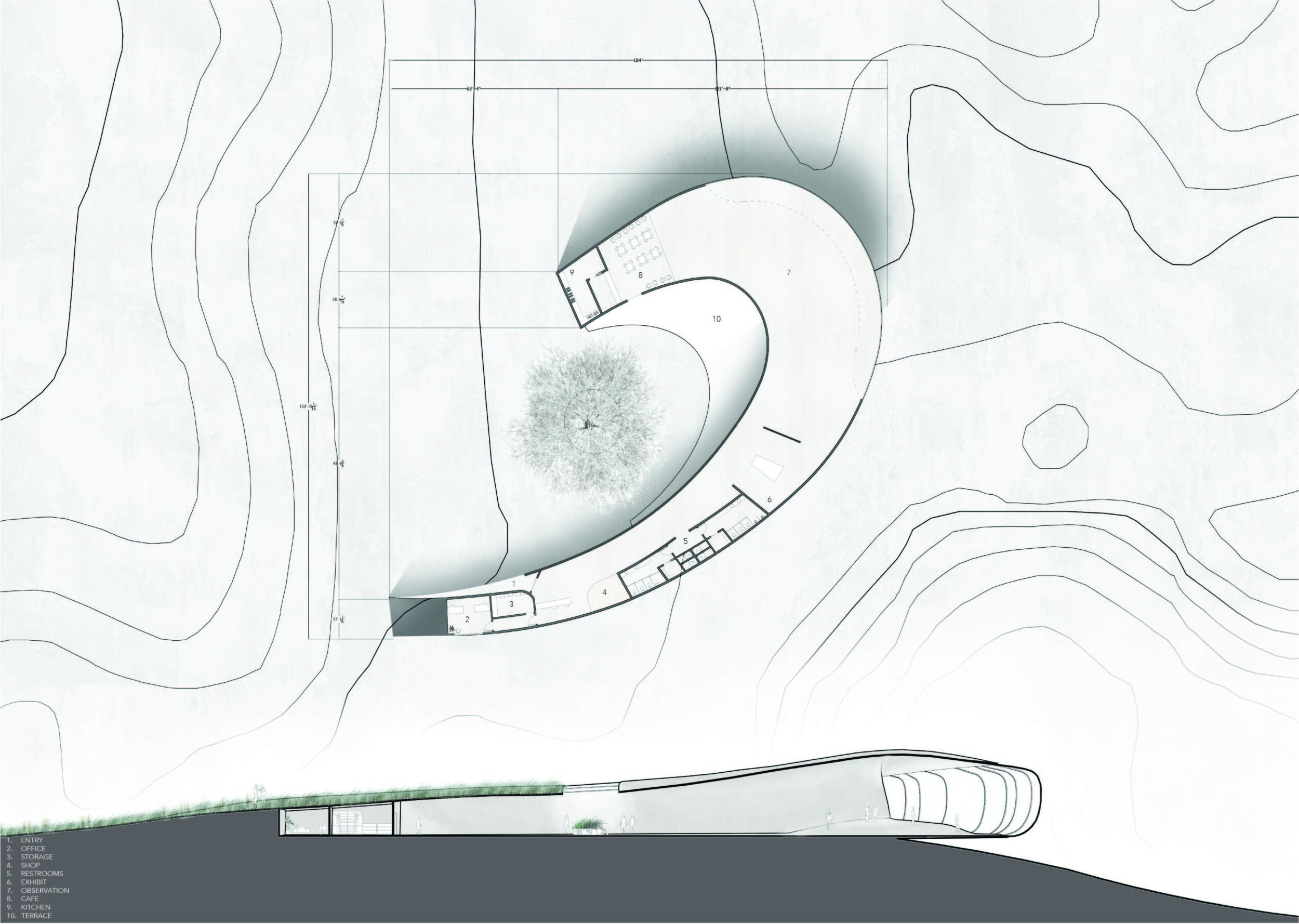 Architecture project // Lava-Inspired Observation Space with Vegetated ...