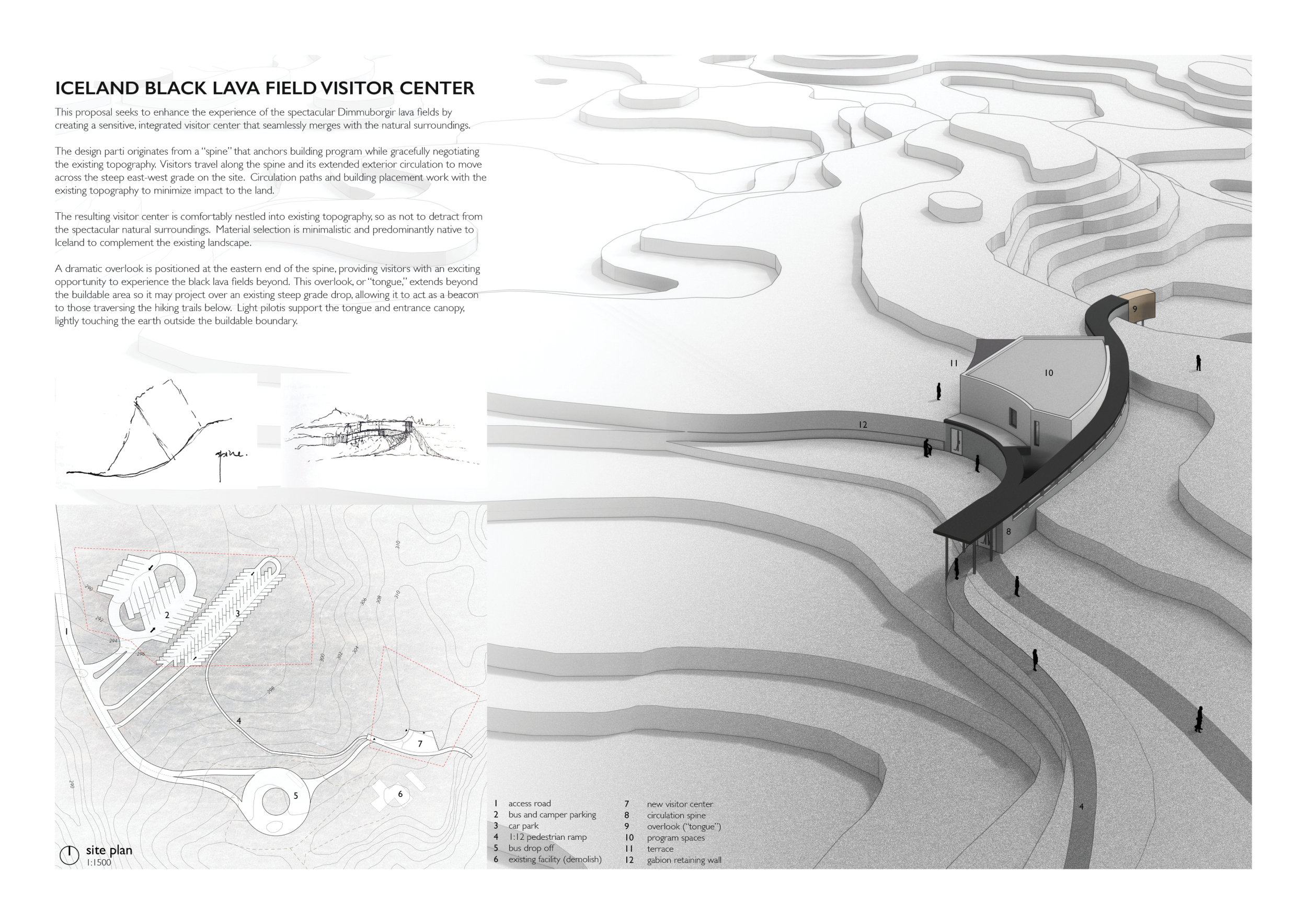 Architecture project // Basalt Spine Overlooking Volcanic Formations in ...