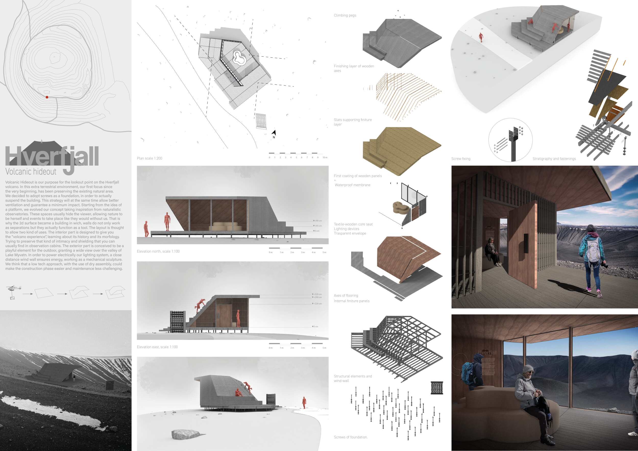 Architecture project // Wind Wall Structure with Wooden Axes ...