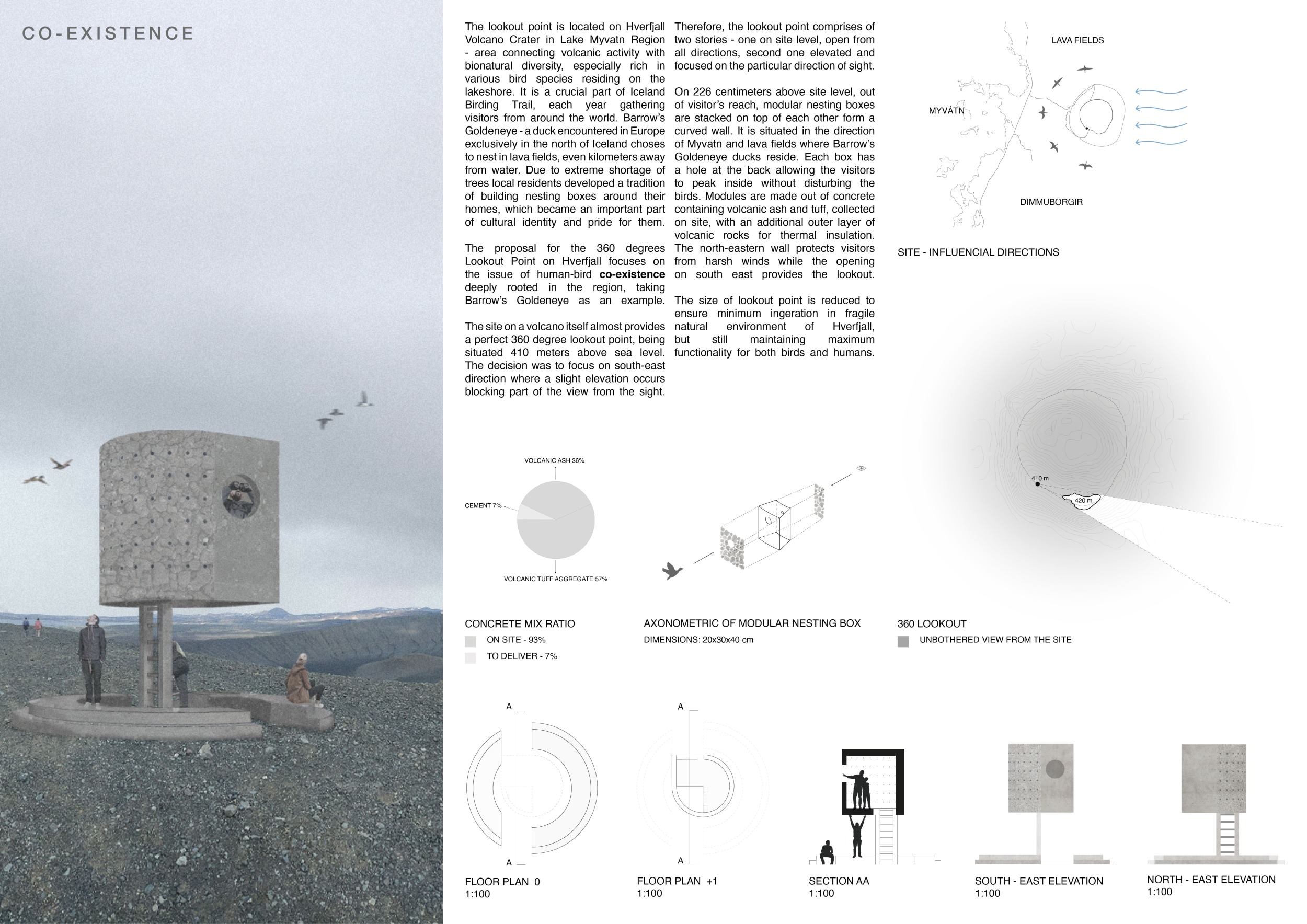 Architecture project // Curved Wall Lookout Integrating Volcanic Ash ...